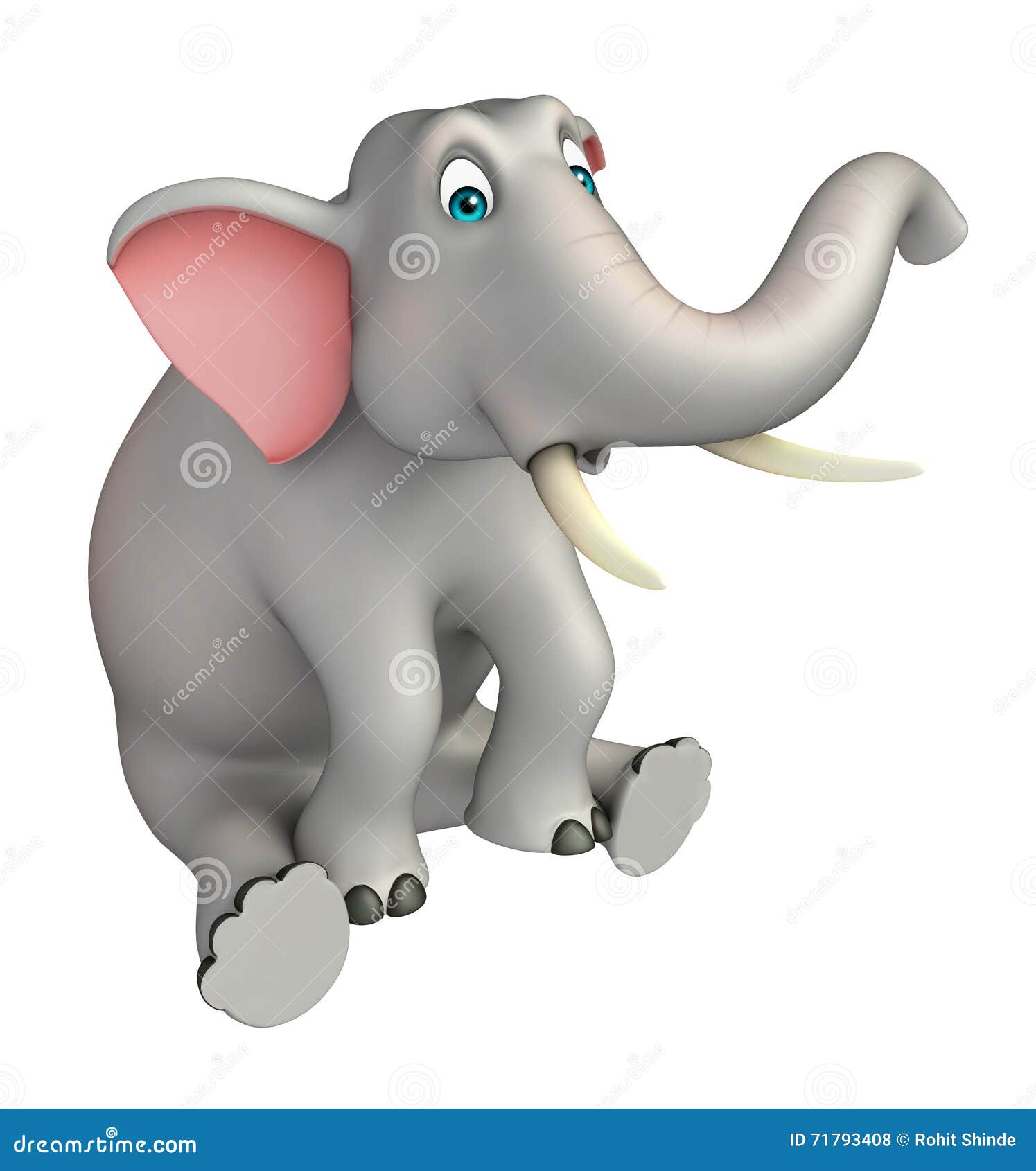 Cute Elephant Cartoon Character with Sitting Down Stock Illustration ...