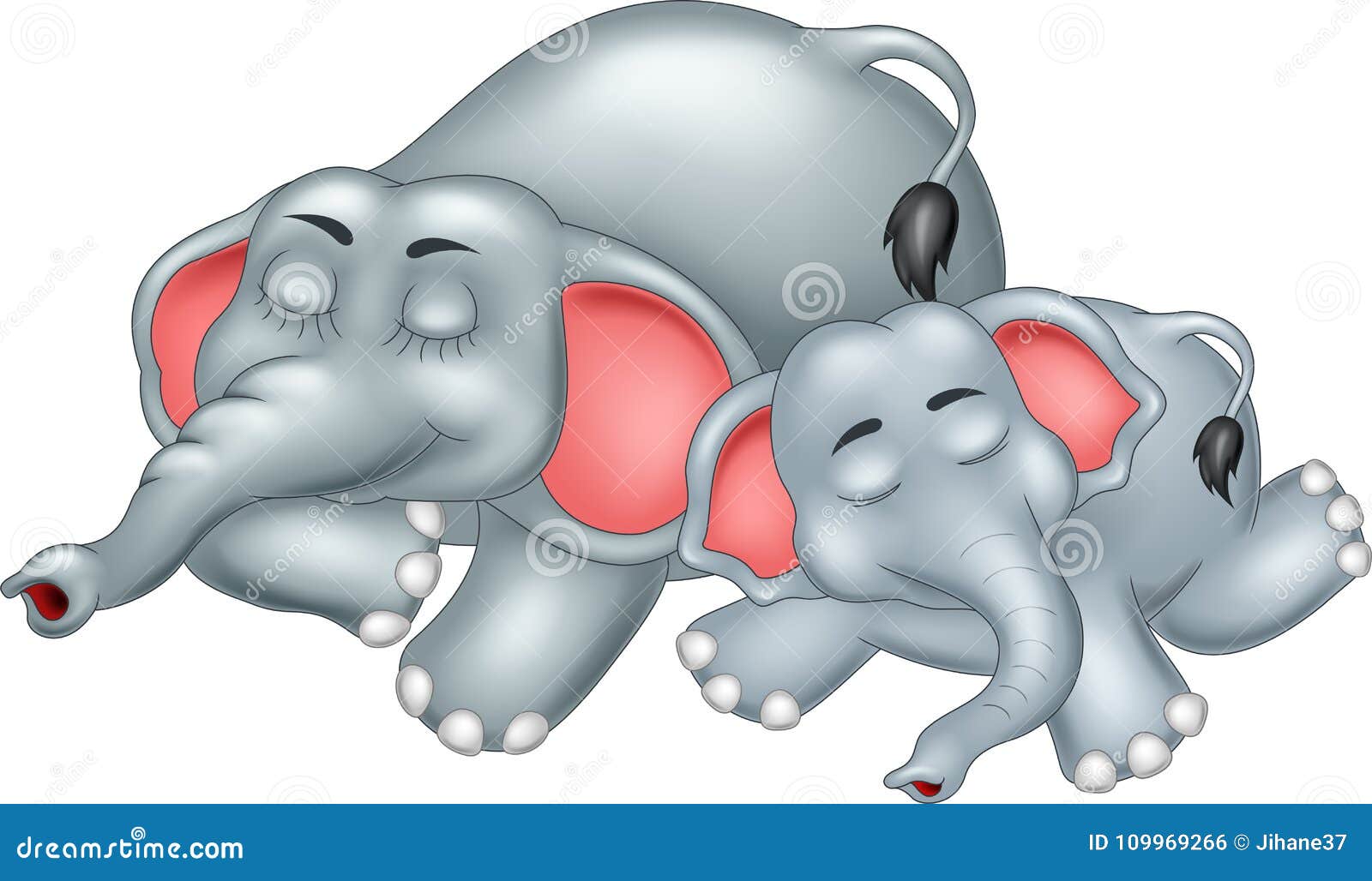 Cute Elephant Cartoon Sleeping with Smile Stock Illustration ...