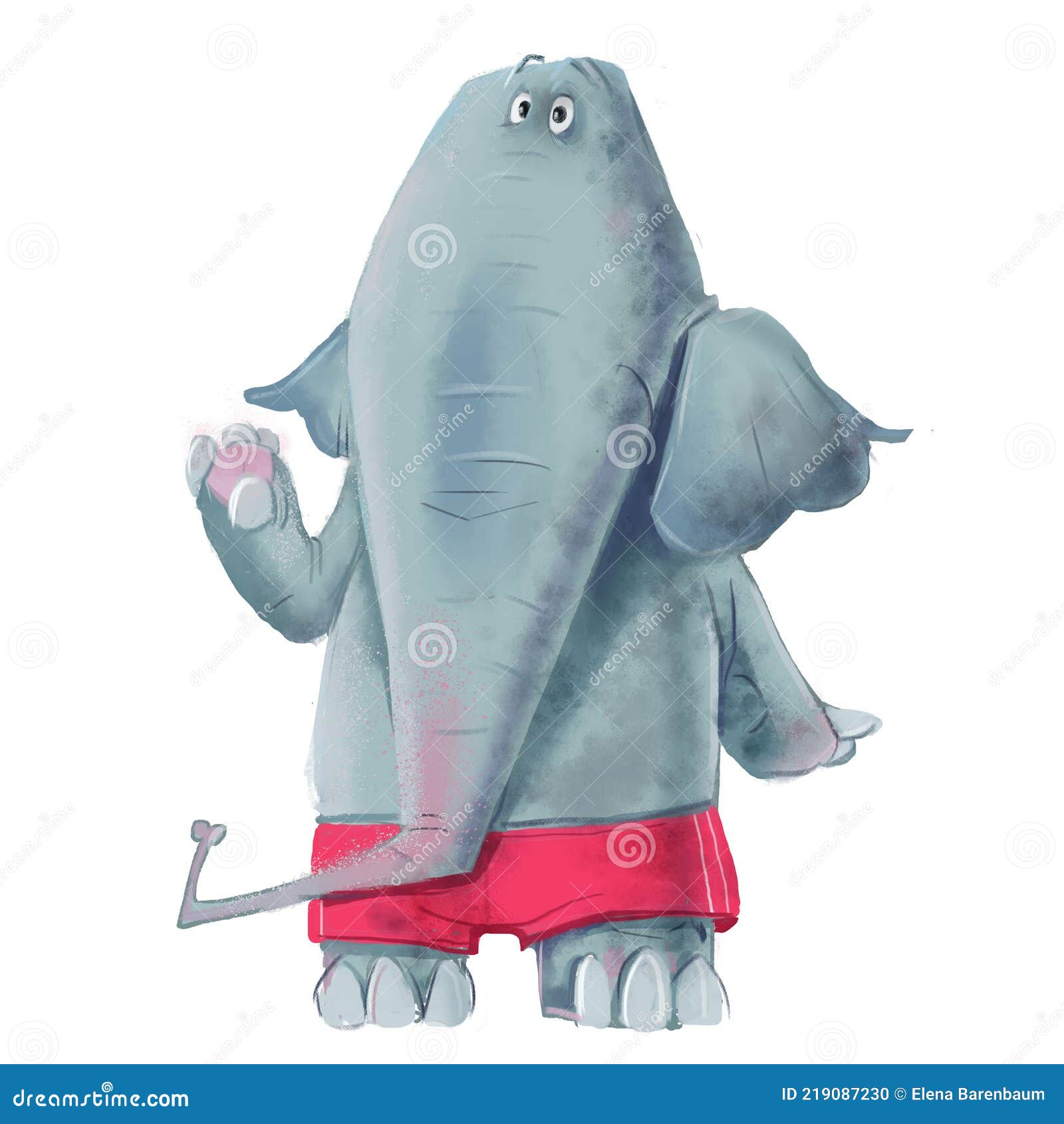 Cute Elephant Character on the White Background Stock Photo - Image of ...