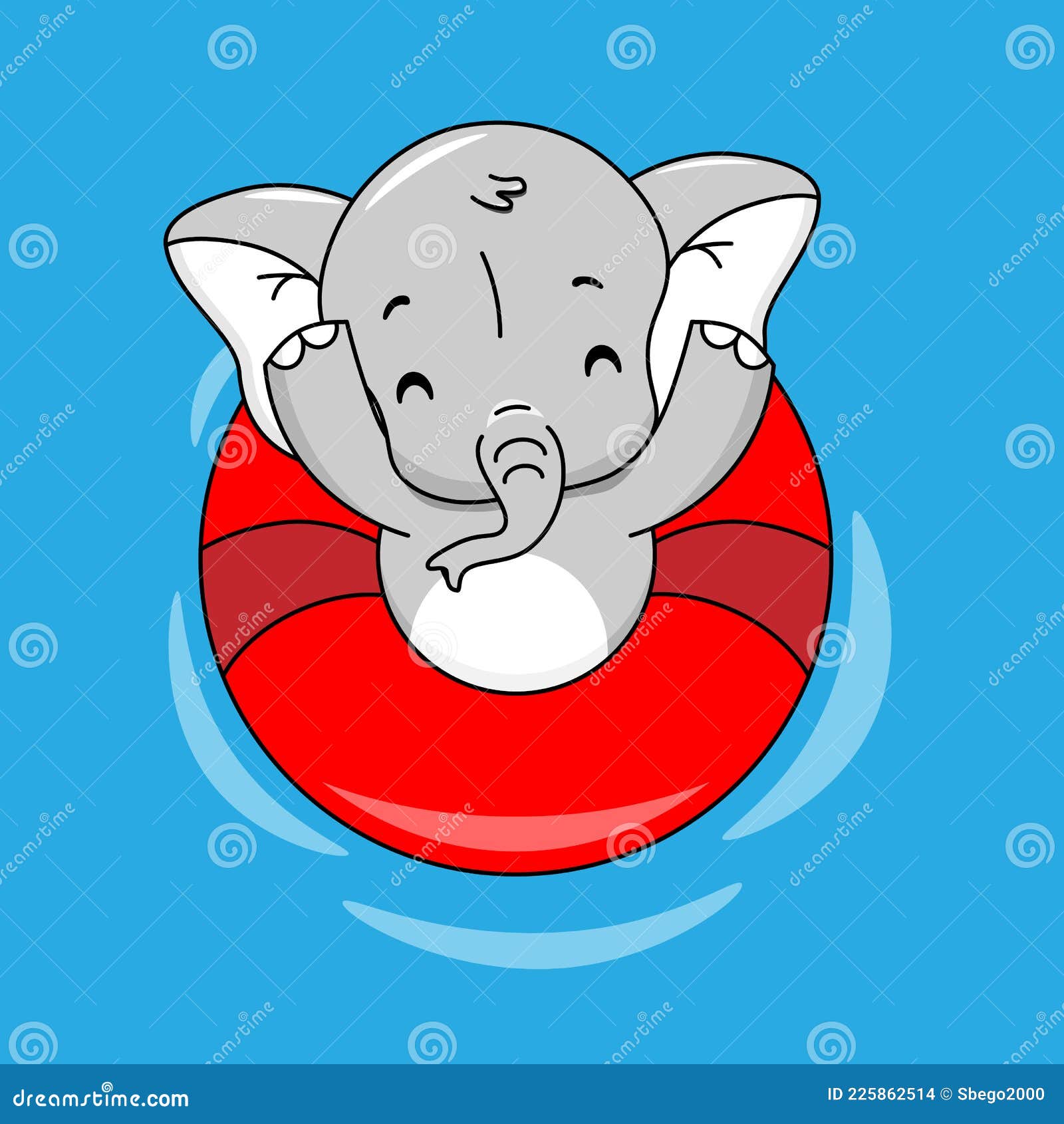 Cute Elephant with Float in Water. Stock Vector - Illustration of ...