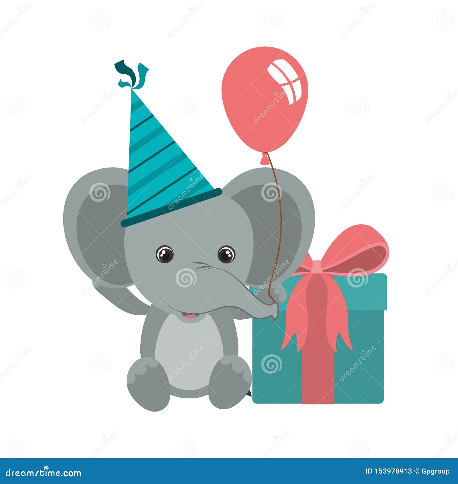 Cute Elephant with Gift Box Stock Vector - Illustration of fauna ...