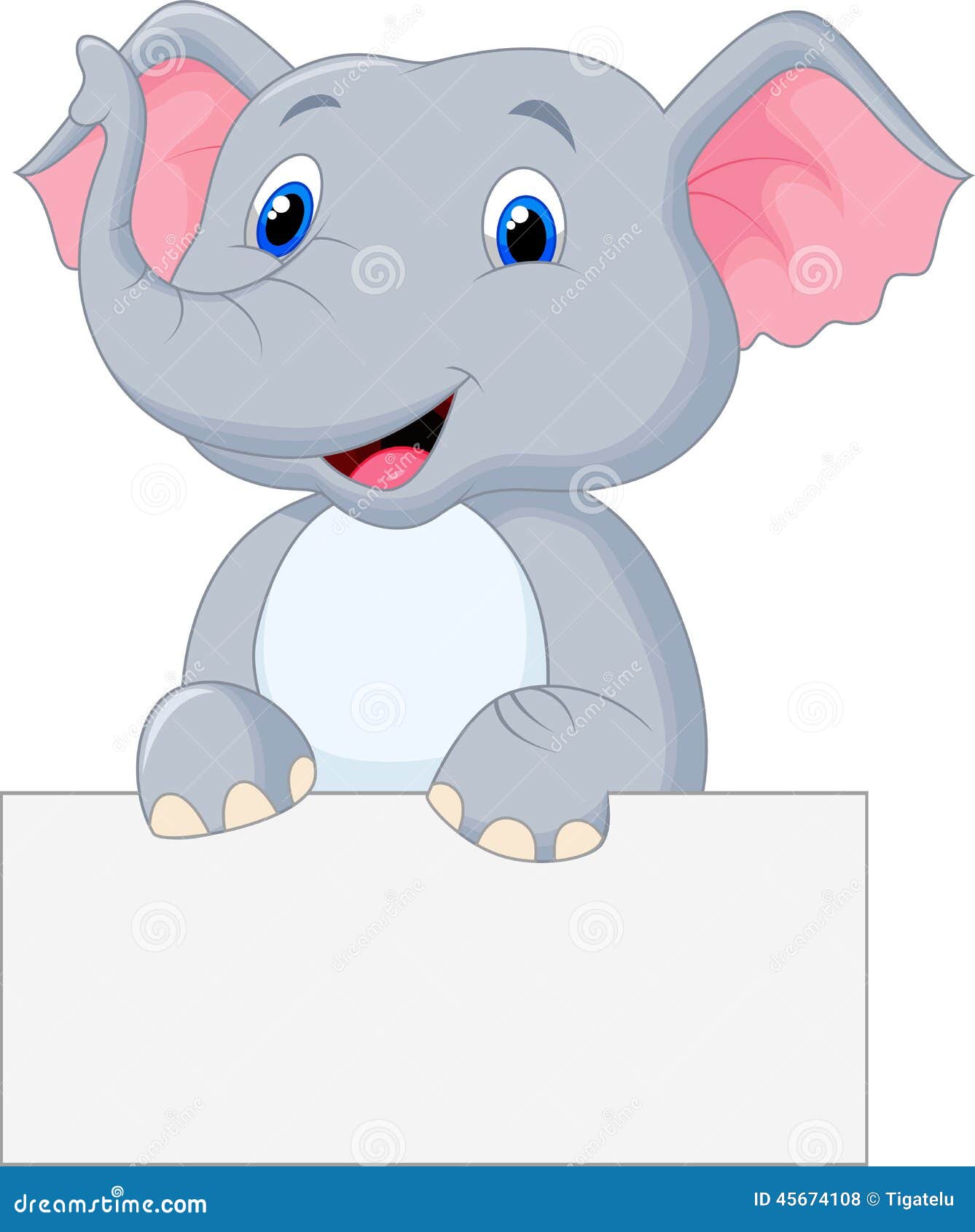 Cute Elephant Holding Blank Sign Stock Vector - Illustration of cuddly ...
