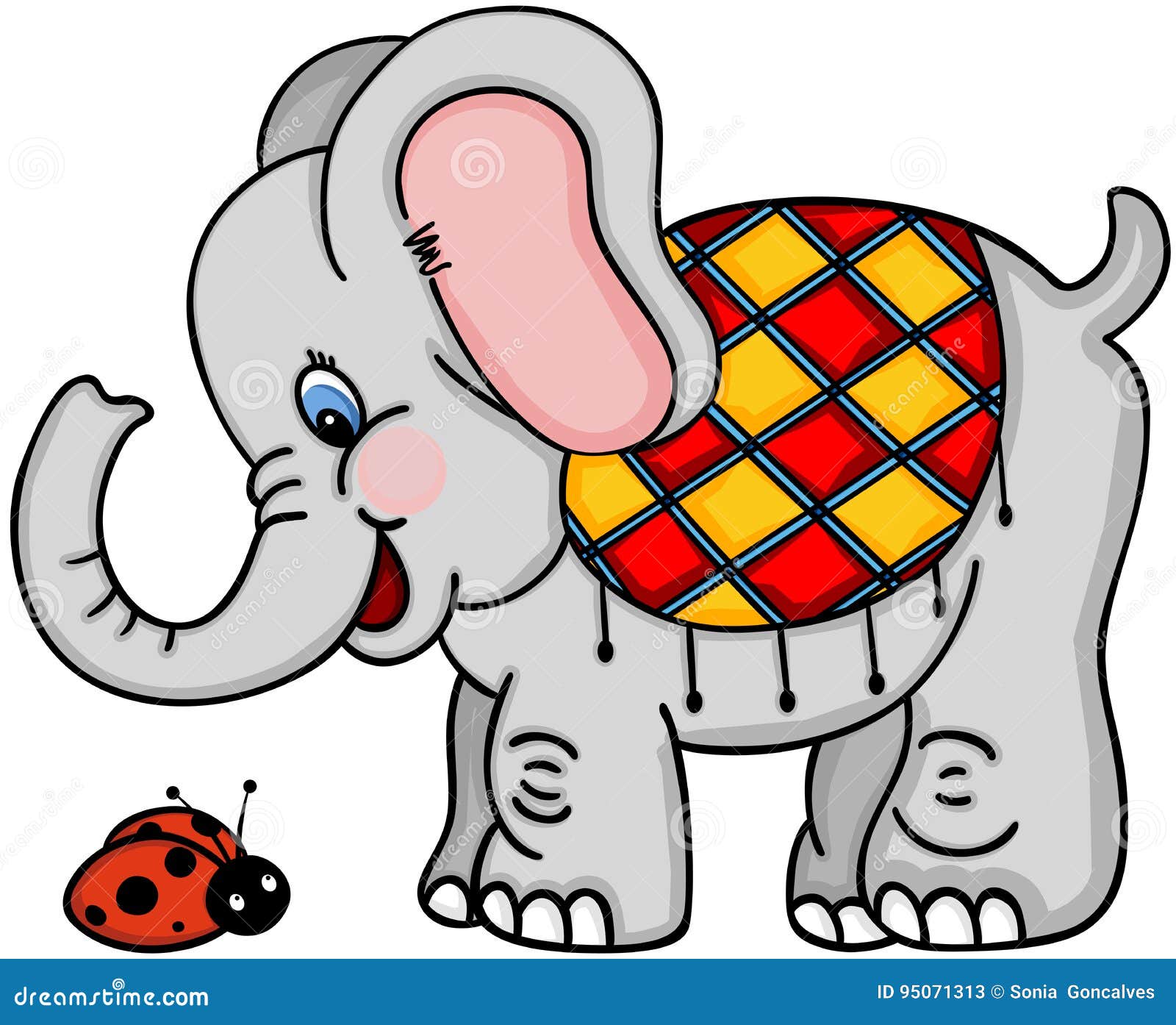 Cute elephant and ladybird stock vector. Illustration of friendship ...