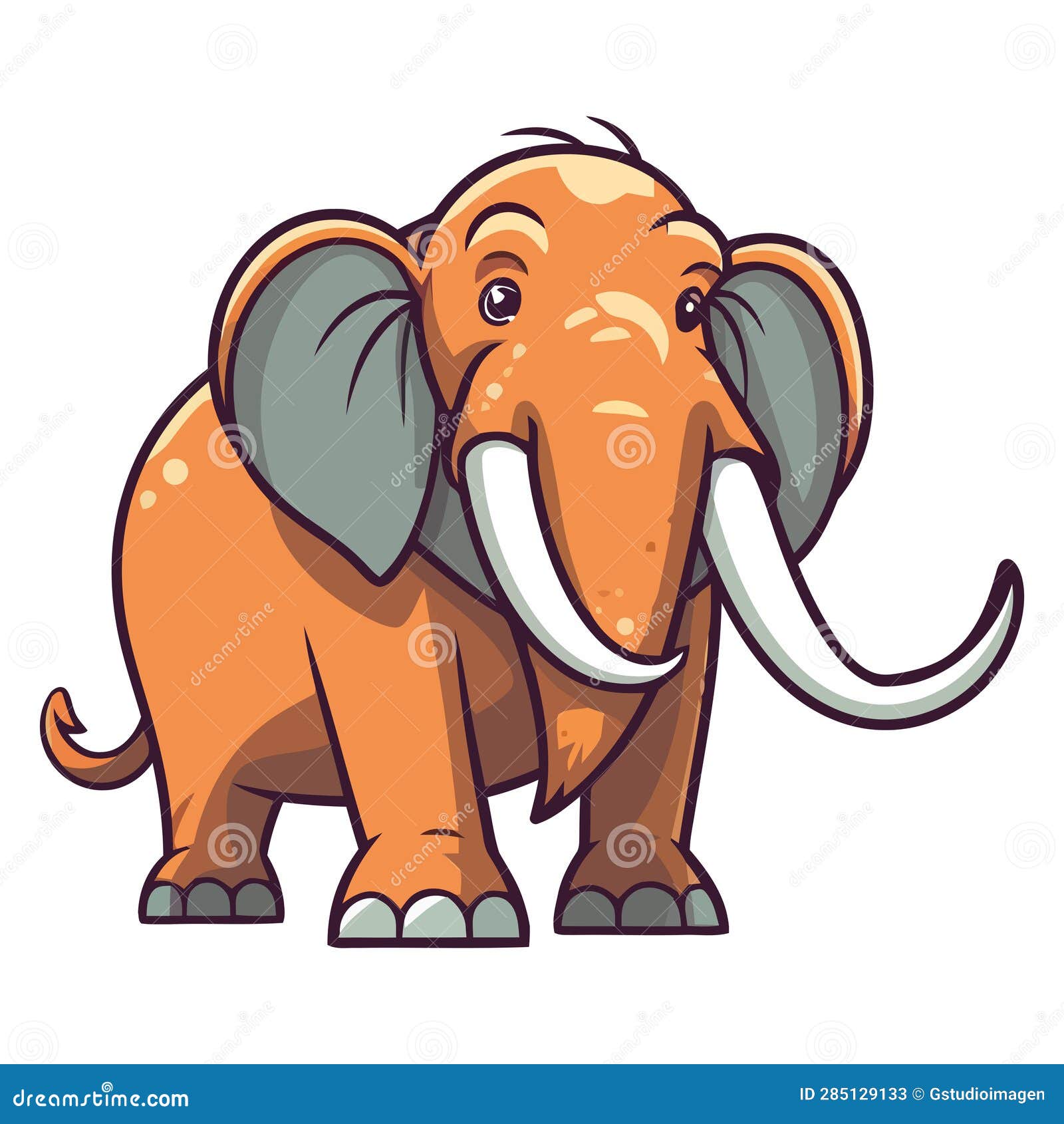 Cute Elephant with Large Tusk Stock Vector - Illustration of tusk ...