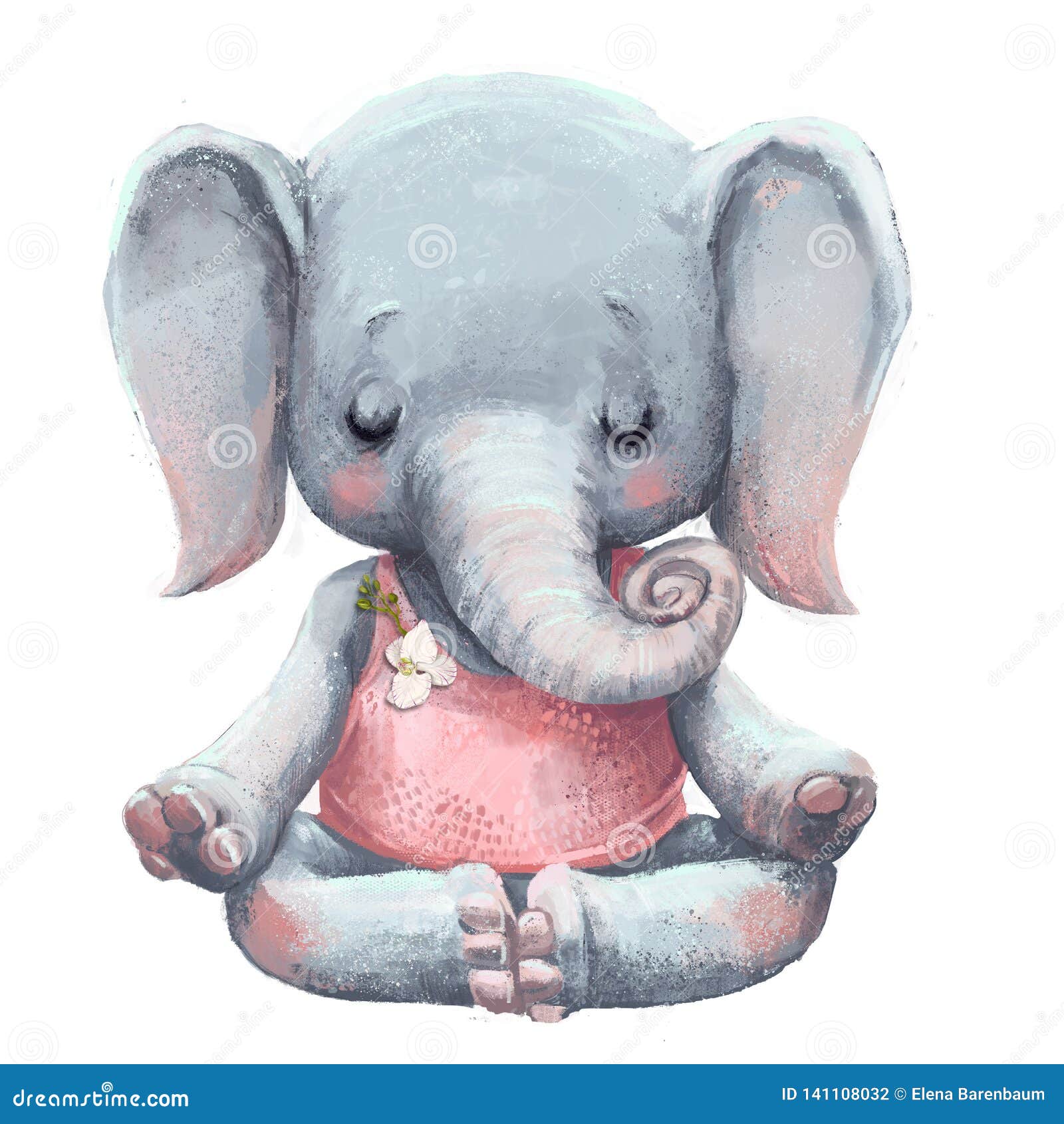 Cute elephant makes yoga stock illustration. Illustration of design ...