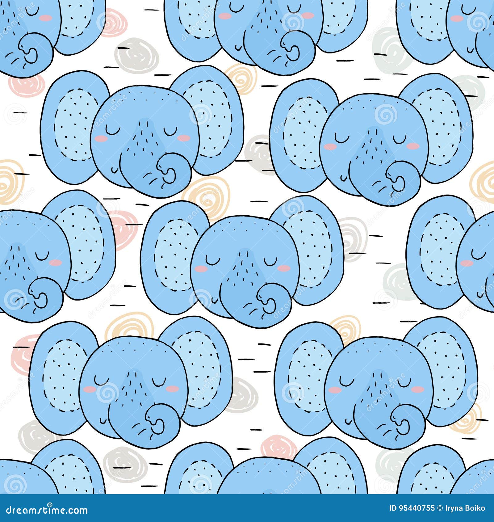 Cute Elephant Pattern Print for Kids Stock Vector - Illustration of ...