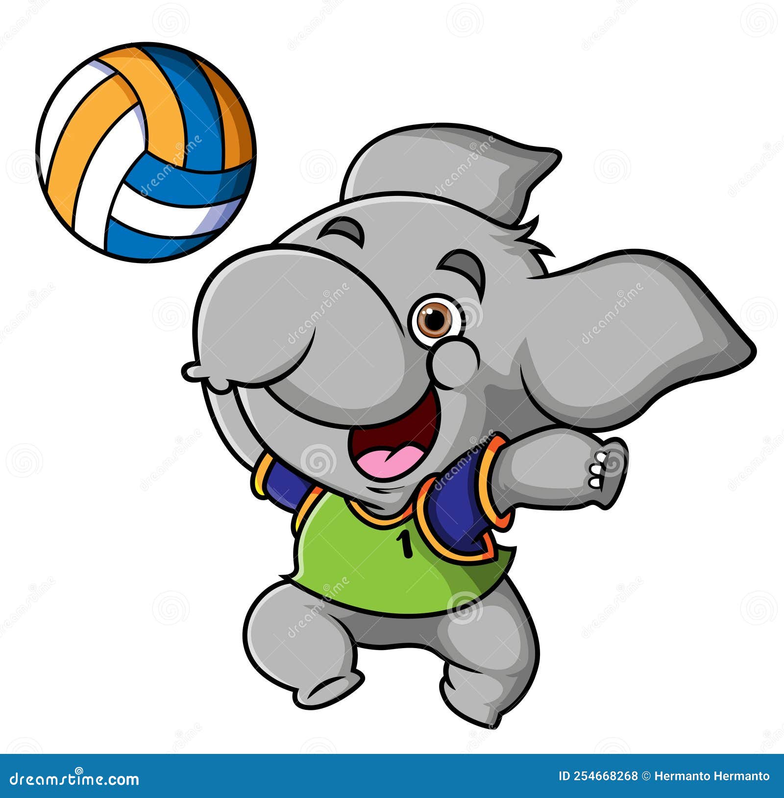 The Cute Elephant is Playing Volleyball and Doing Jump Smash Stock ...