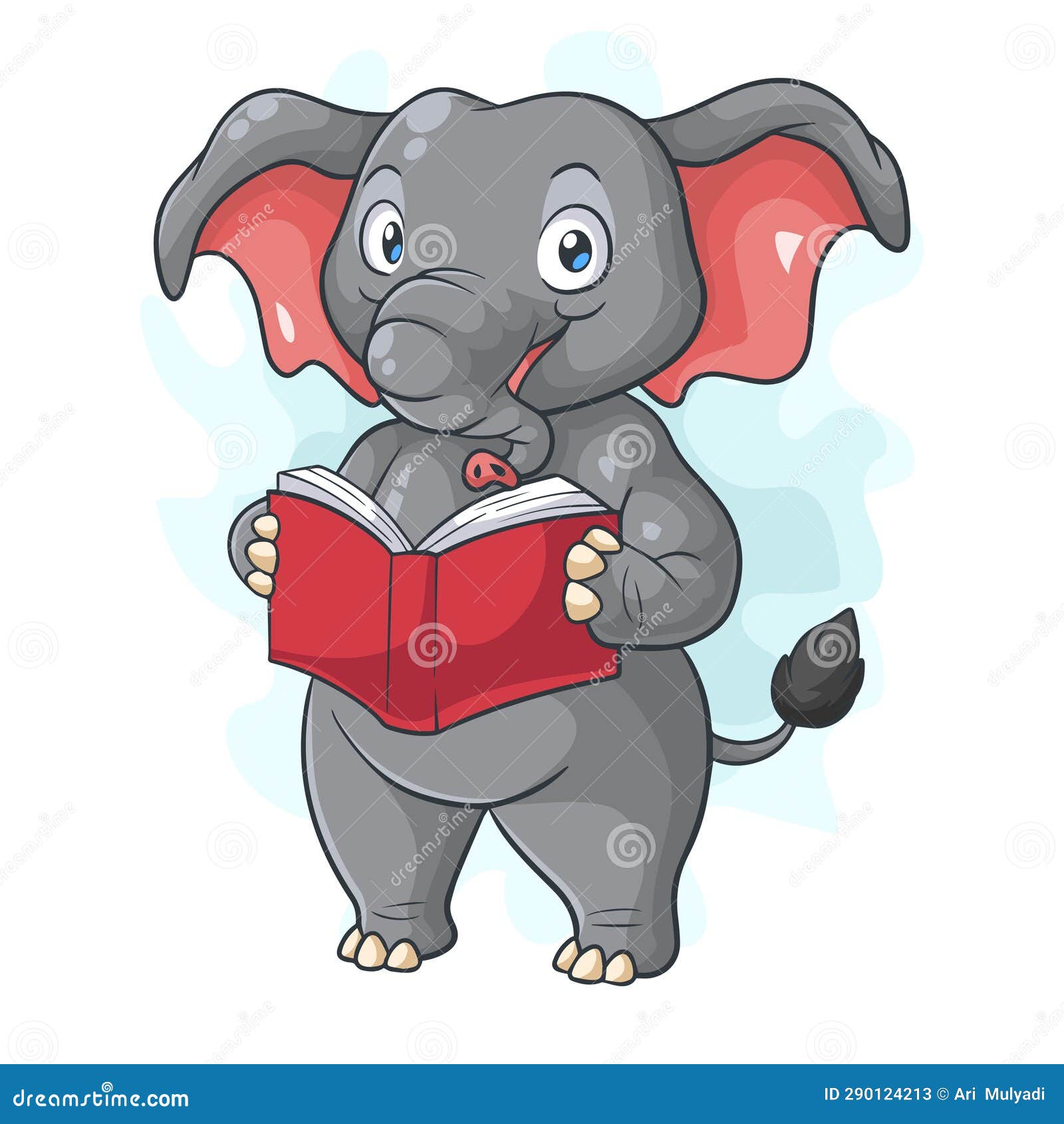 Cute Elephant is Reading a Book Stock Vector - Illustration of isolated ...