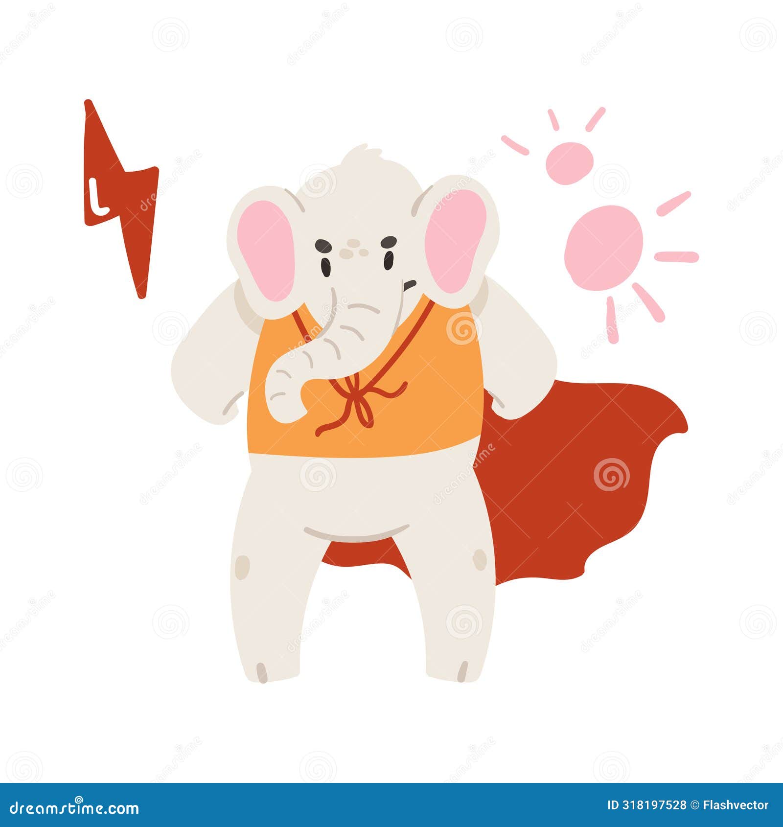 Cute Elephant in Red Superhero Cape Standing in Brave Strong Pose Stock ...