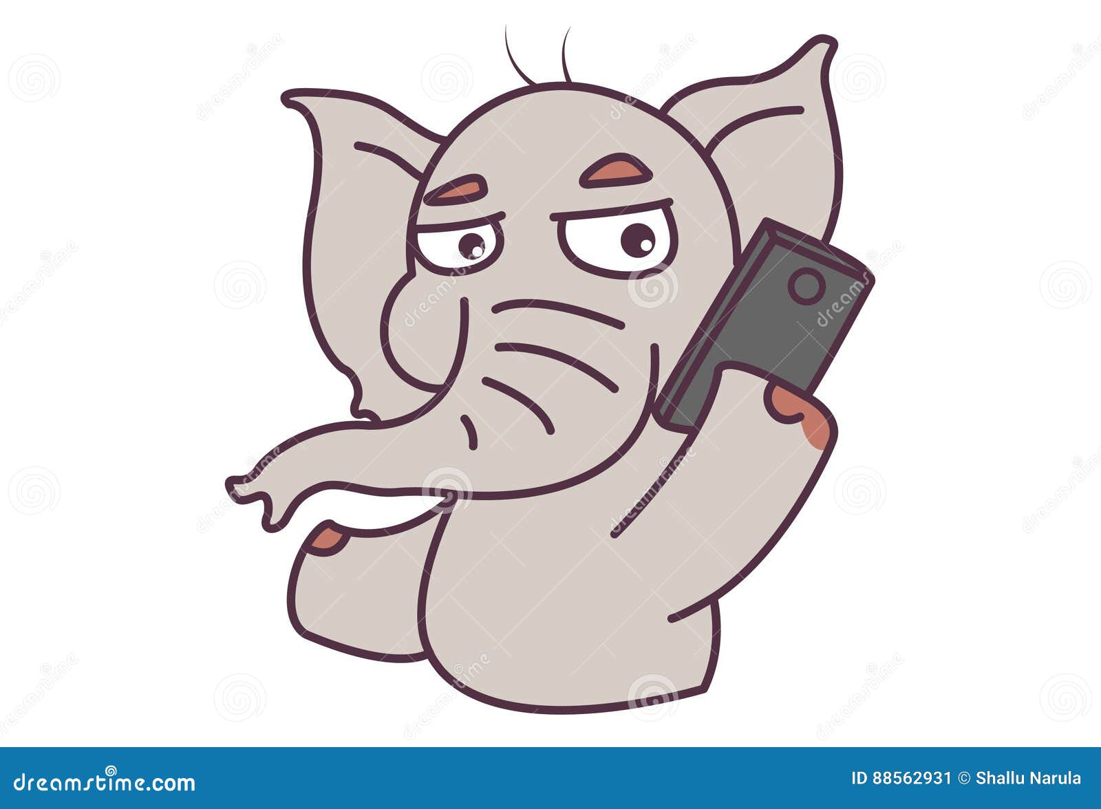 Cute Elephant Talking on the Phone. Stock Illustration - Illustration ...