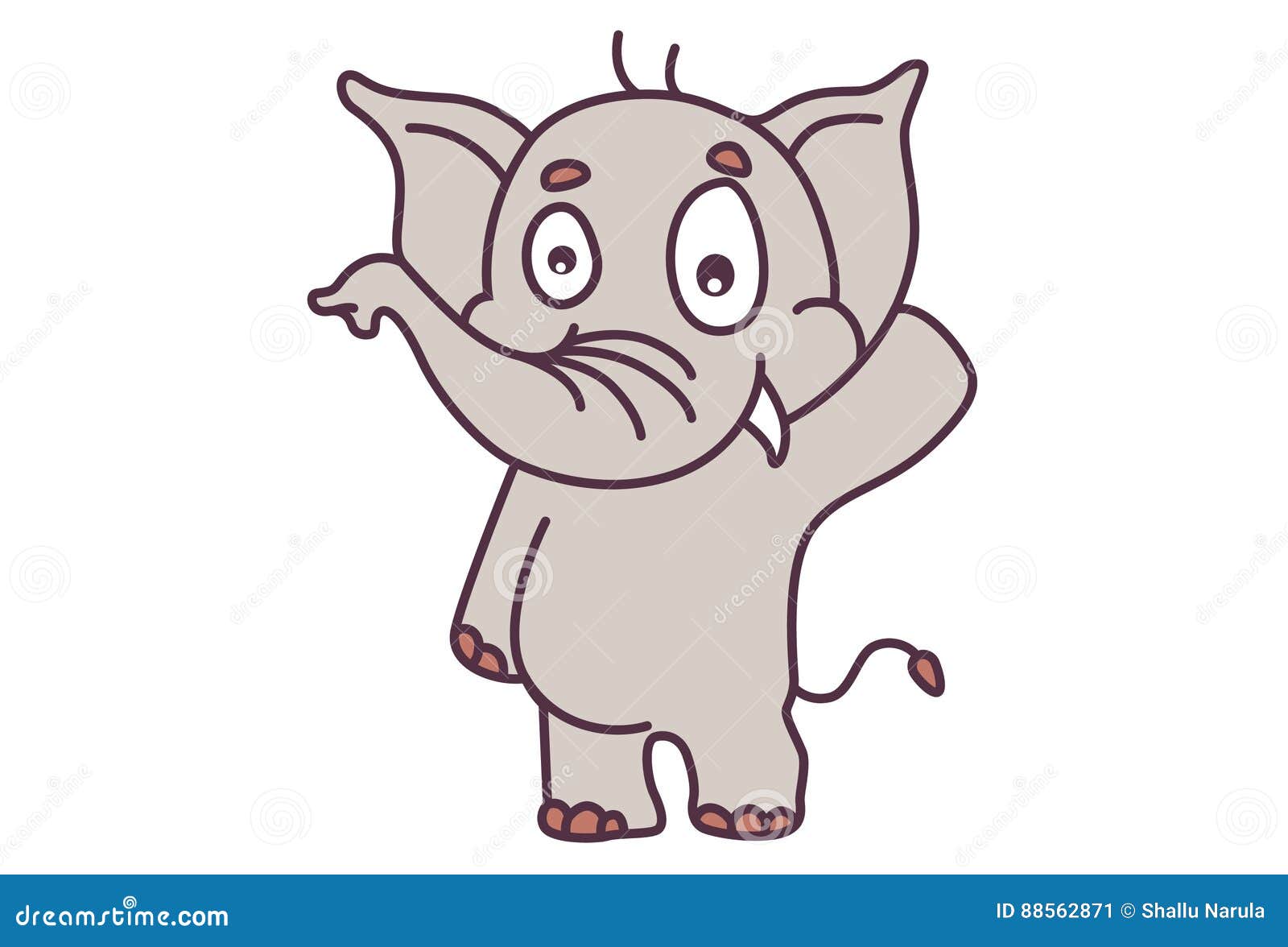 Cute Elephant waving hand. stock illustration. Illustration of eyes ...