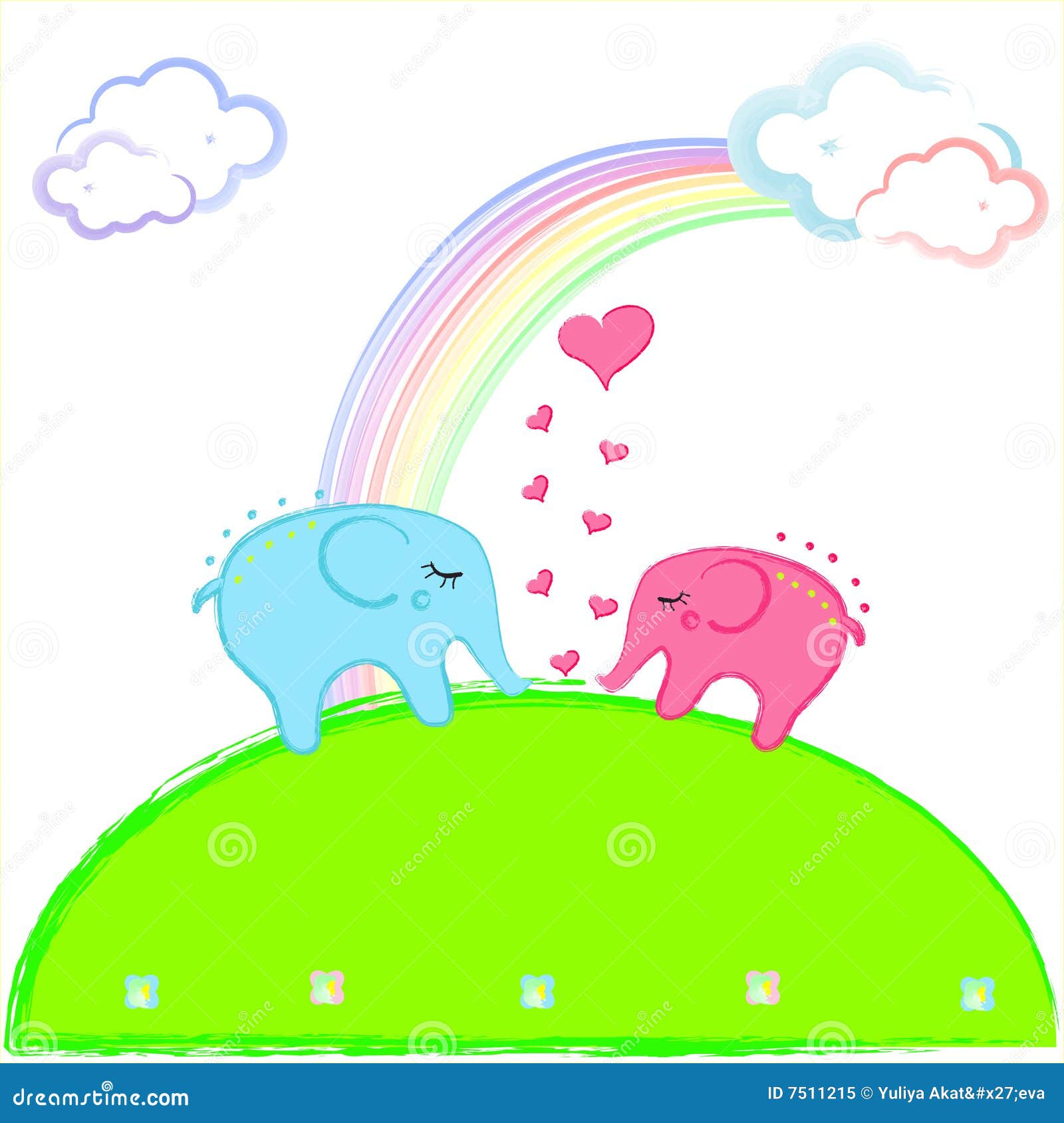 Cute elephants in love stock vector. Illustration of painting - 7511215