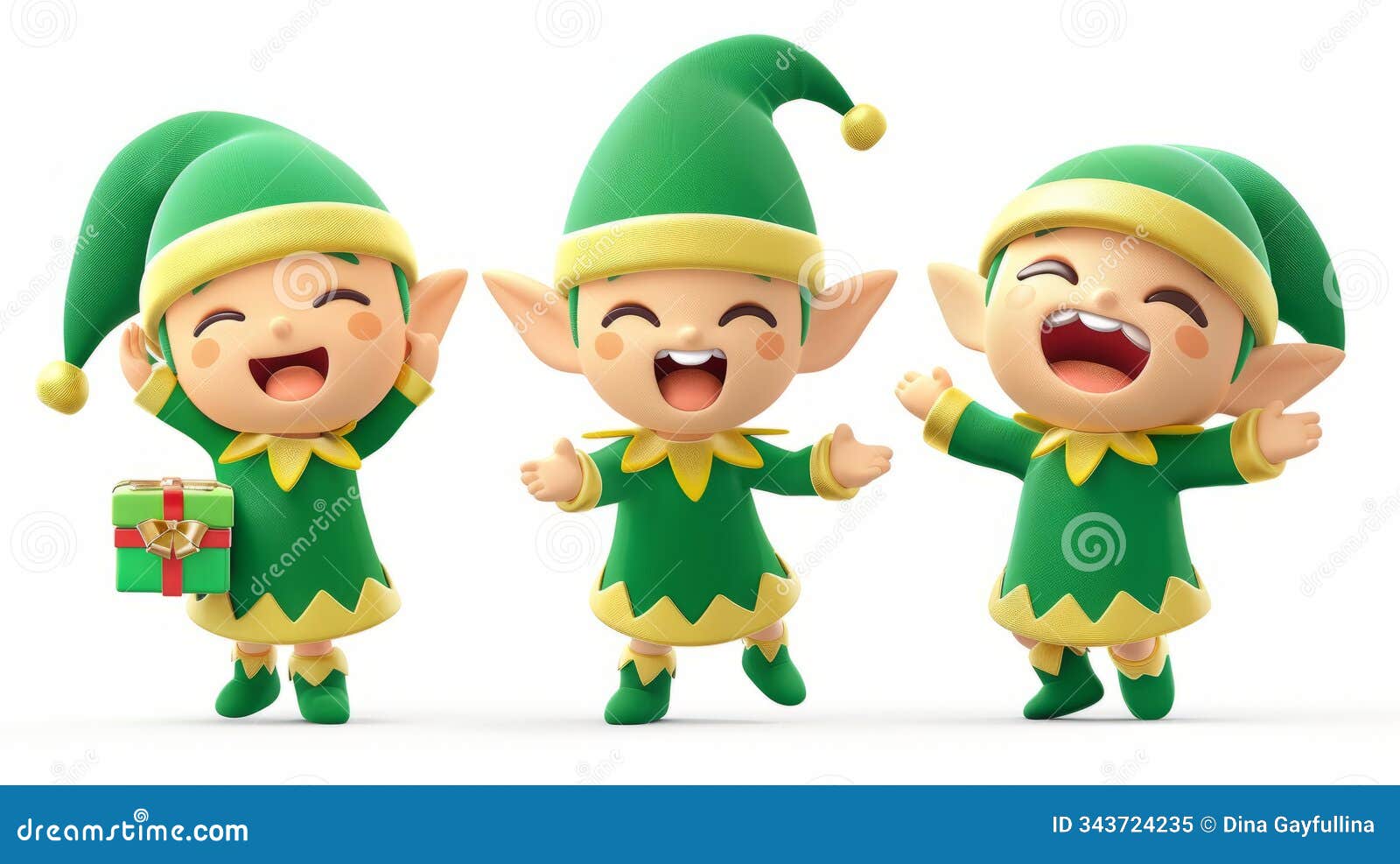Cute Elf Characters on a Christmas Background, Celebrating with Joy and ...