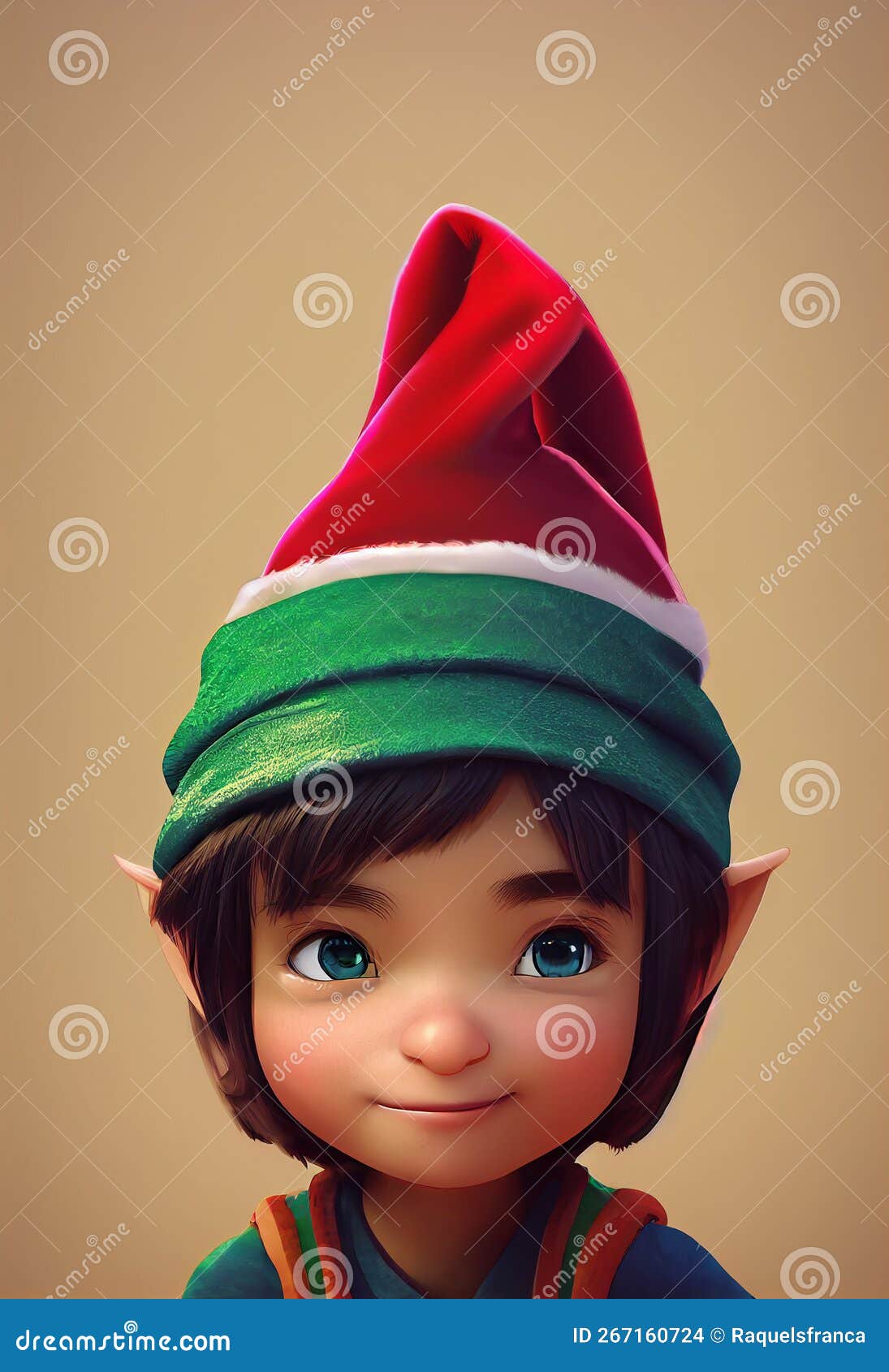 Cute Elf with Christmas Hat Stock Illustration - Illustration of pretty ...