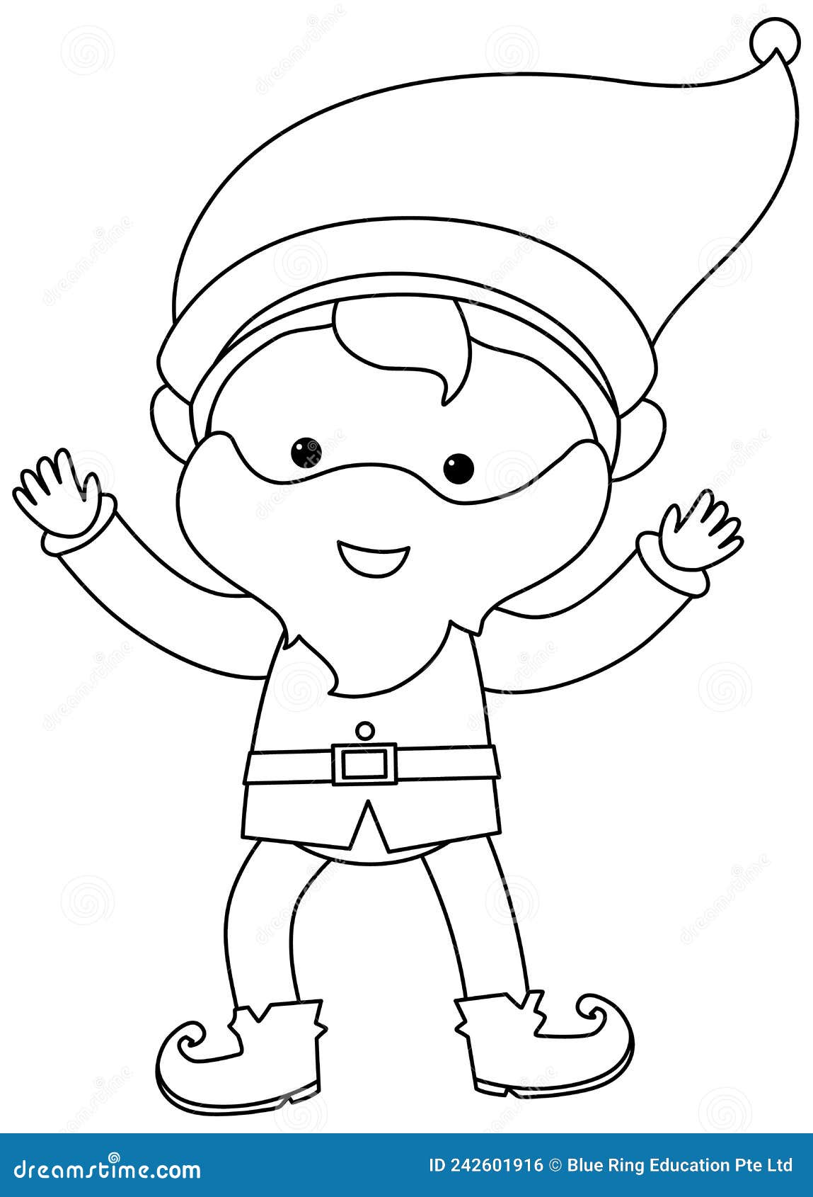 Cute Elf Doodle Outline for Colouring Stock Vector - Illustration of ...
