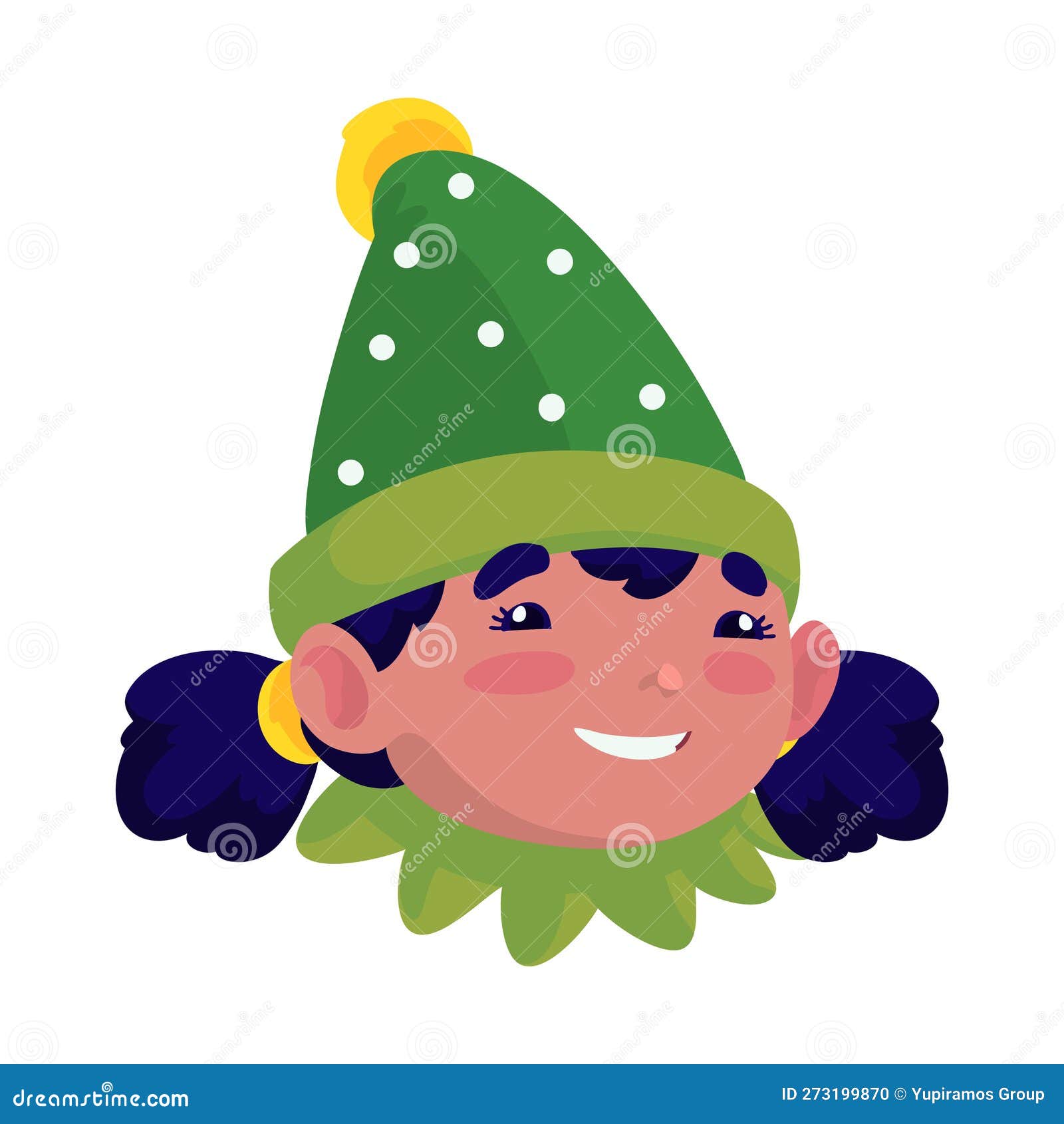 Cute elf face stock vector. Illustration of holiday - 273199870
