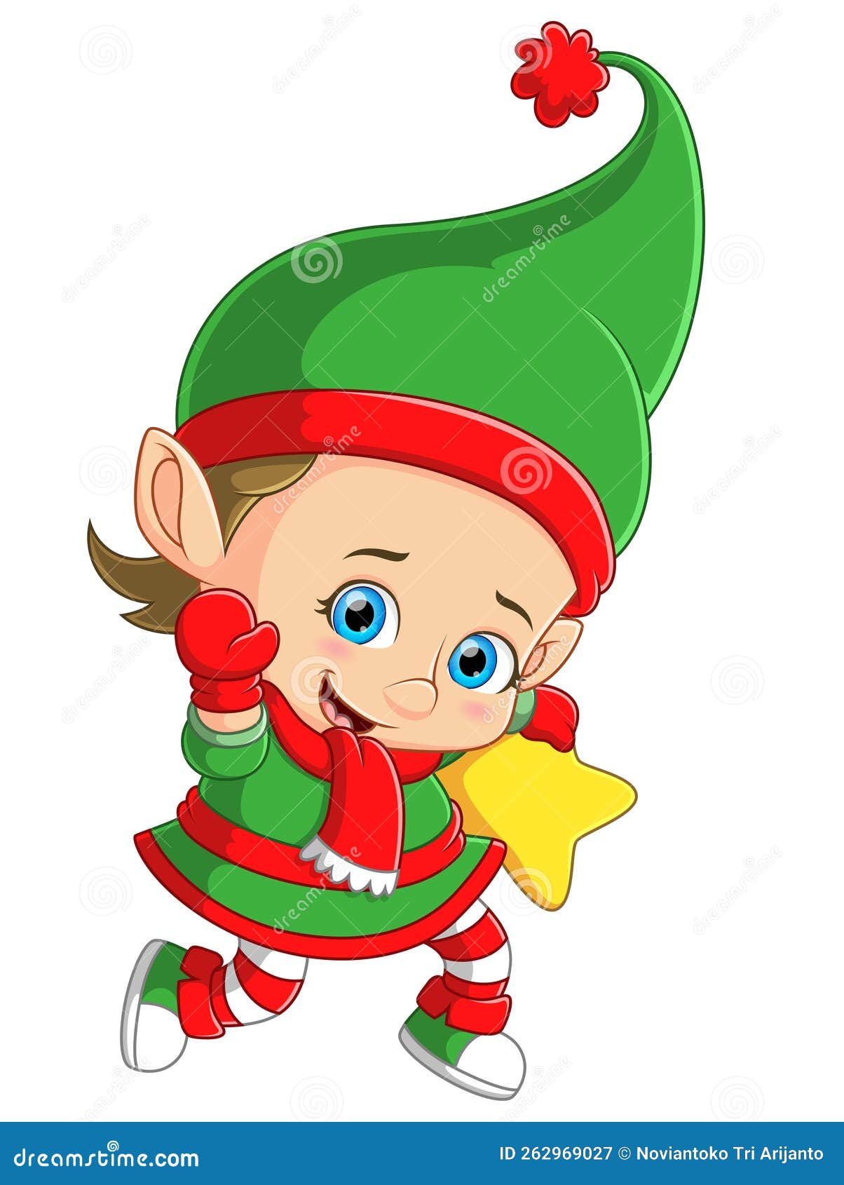 A cute elf holding star stock vector. Illustration of child - 262969027