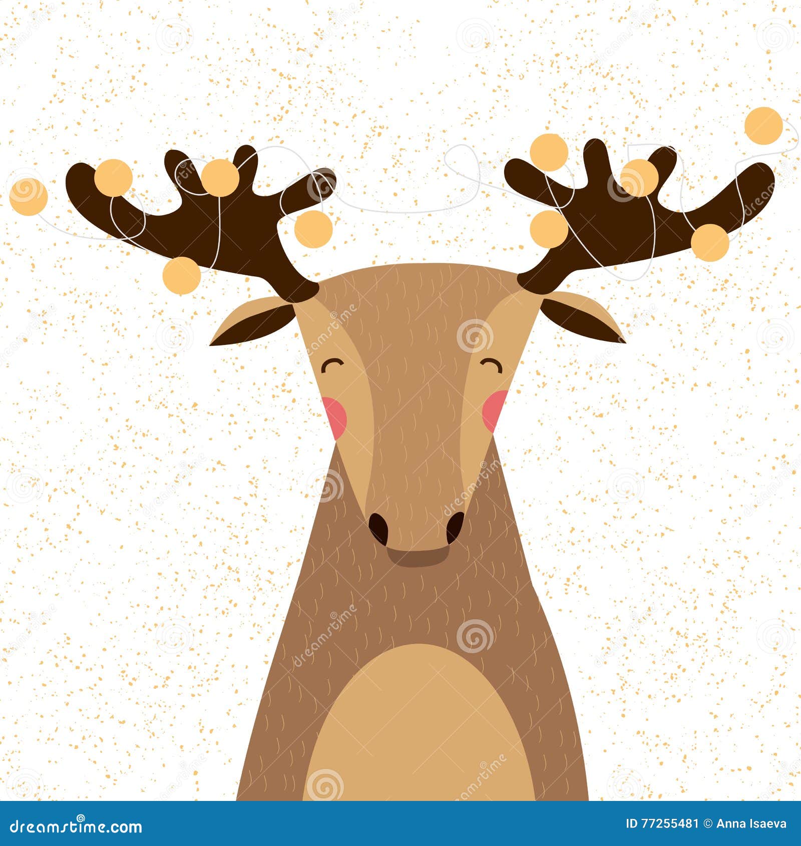 Cute elk stock vector. Illustration of horns, deer, card - 77255481