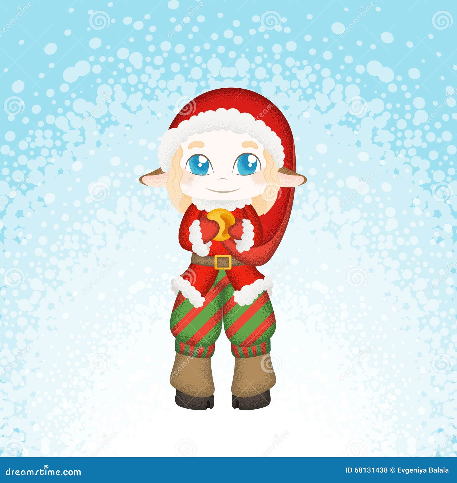Cute and Embarrassed Christmas Deer-elf. Stock Vector - Illustration of ...