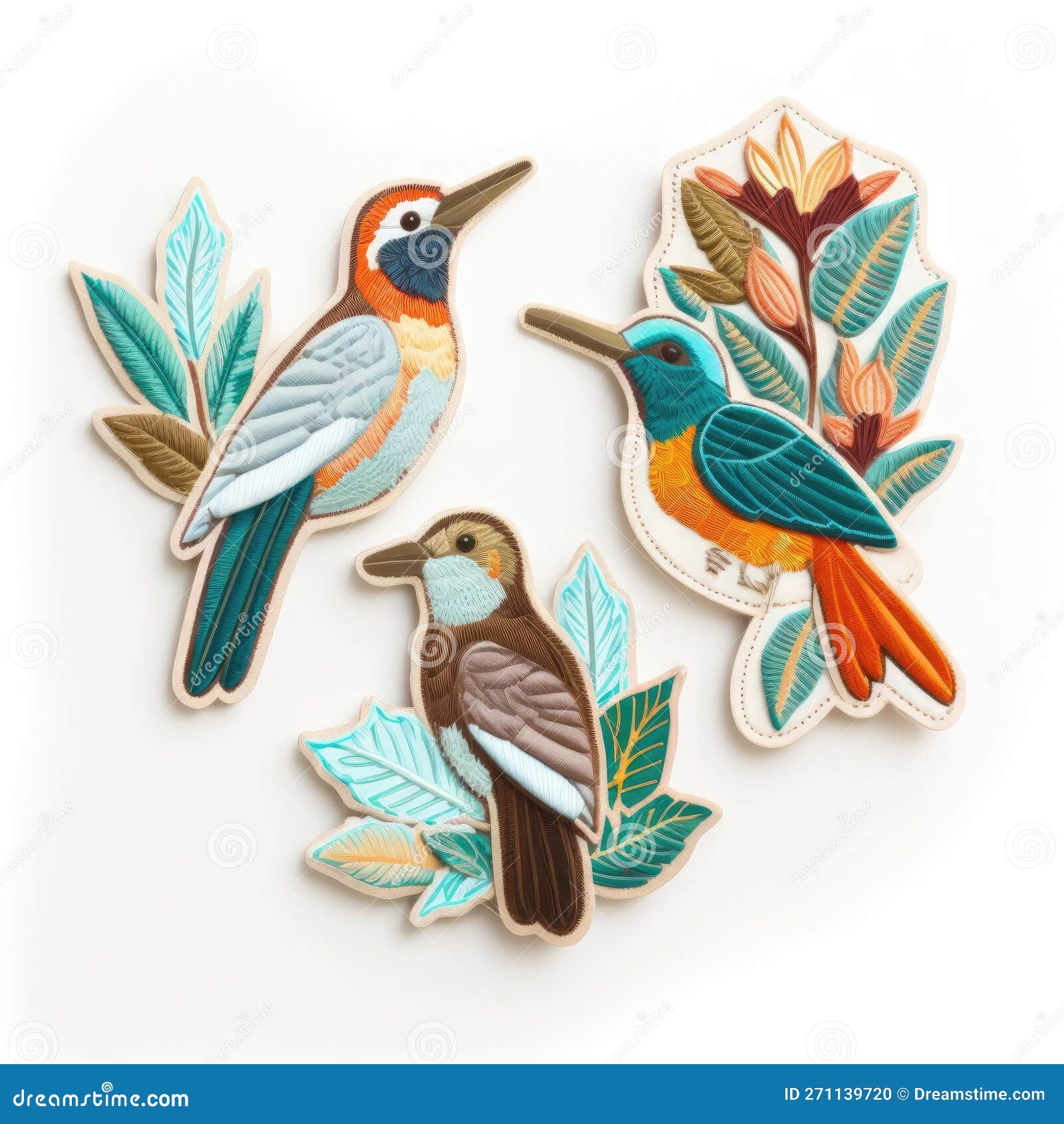 A Cute Embroidered Patch Collection on White Background Stock ...