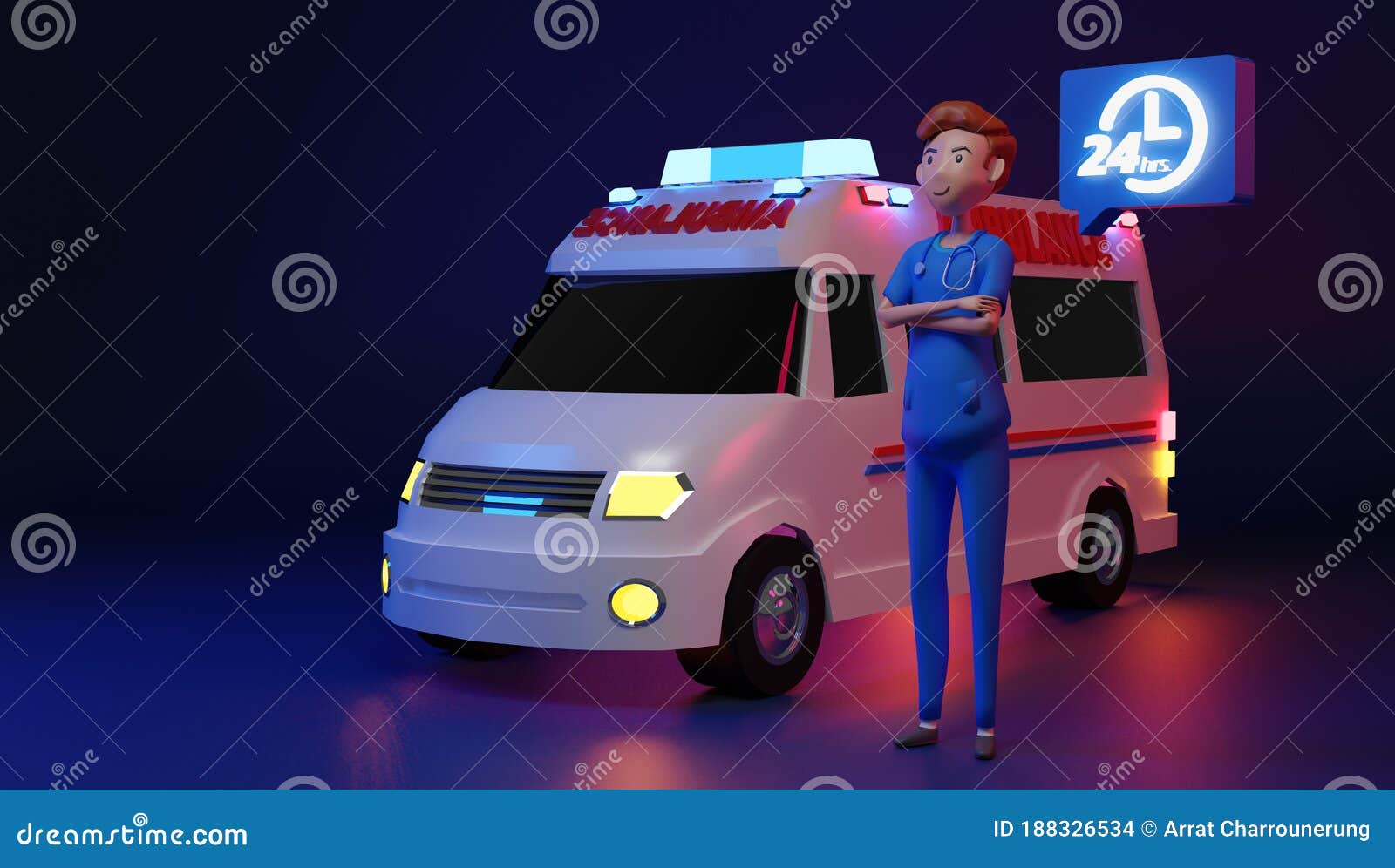 Cute Emergency Doctor Character and Ambulance always Ready Stock ...