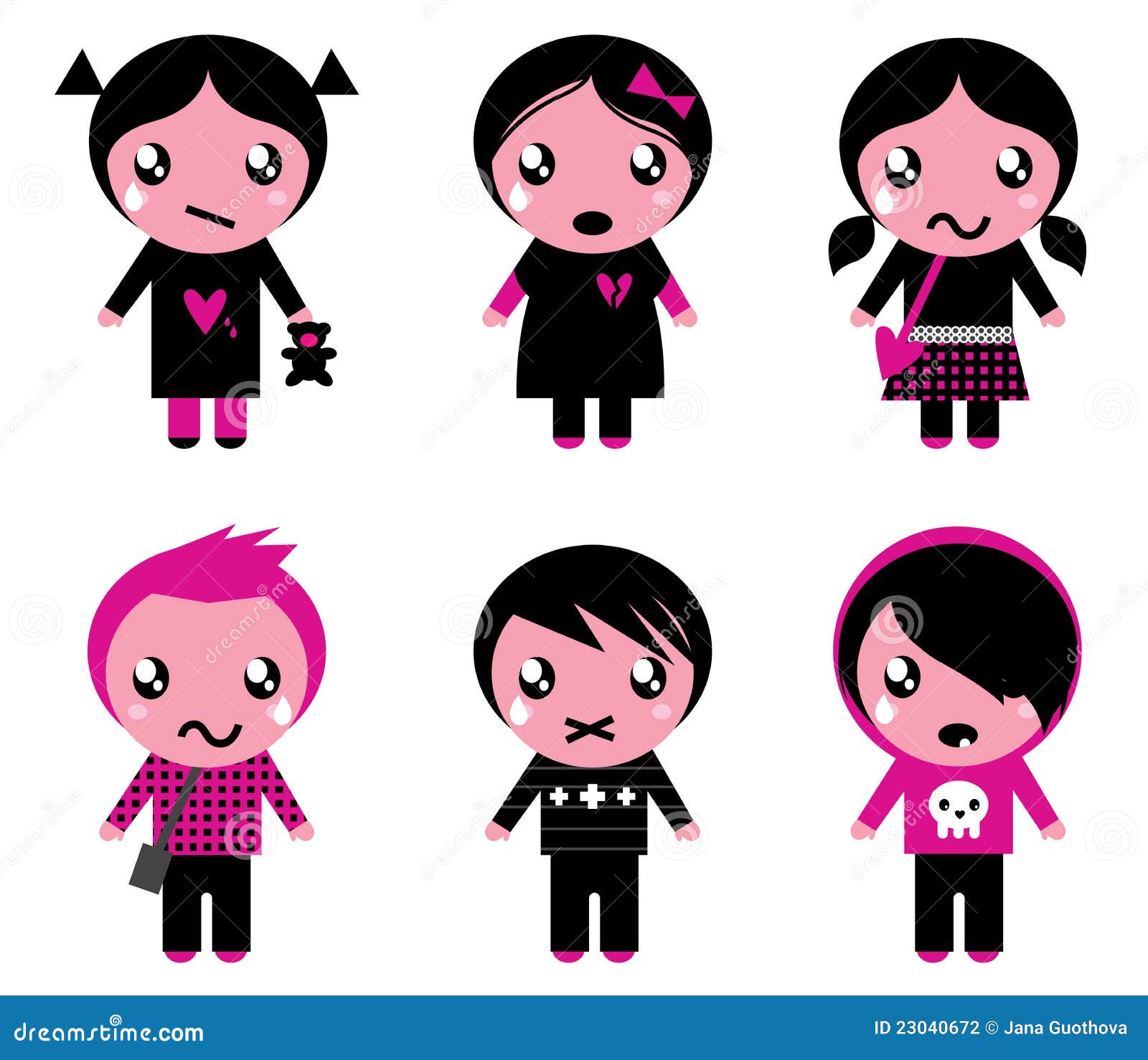 Cute emo kids collection stock vector. Illustration of alternative ...