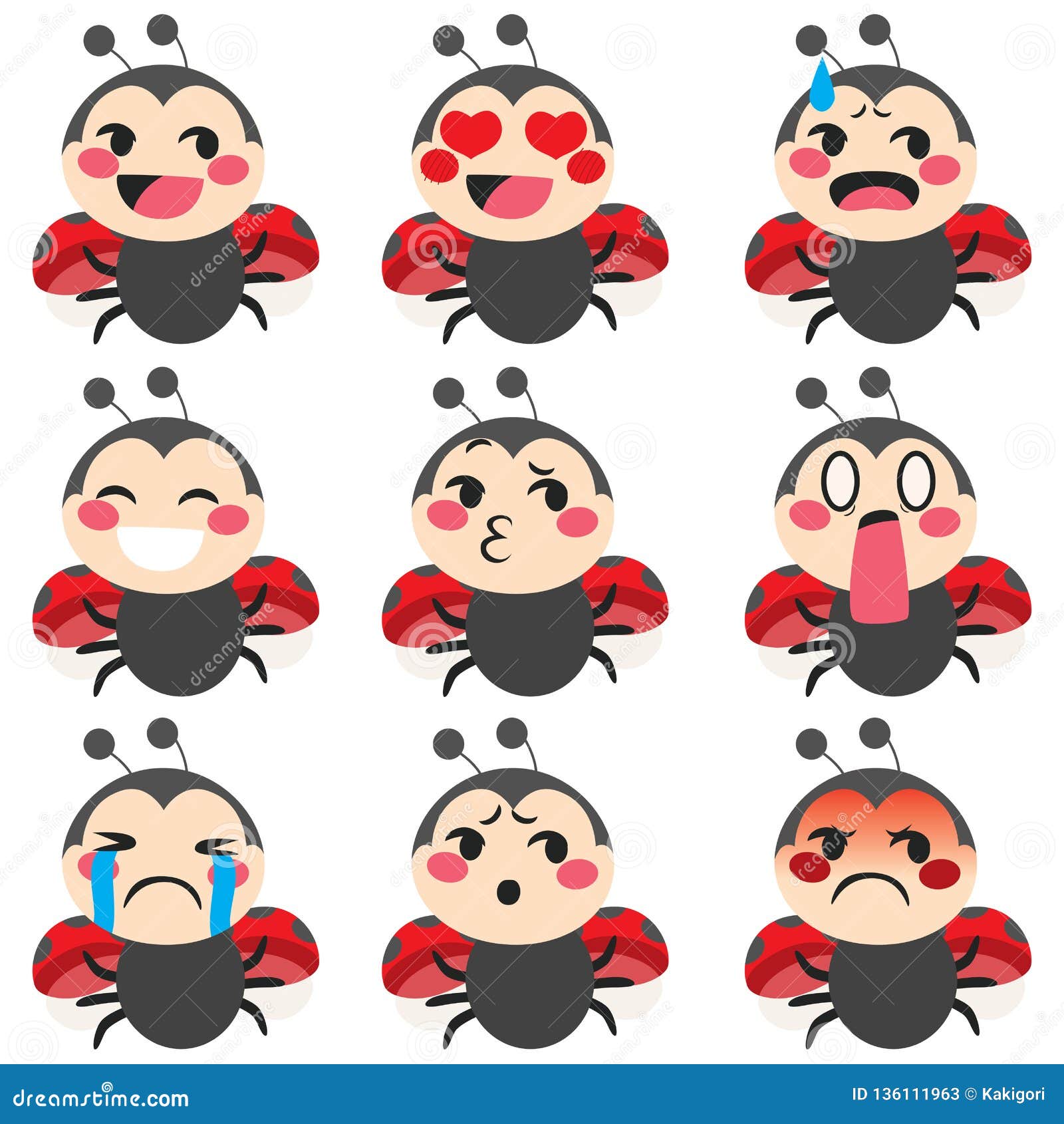 Cute Emoji Ladybug stock vector. Illustration of mood - 136111963