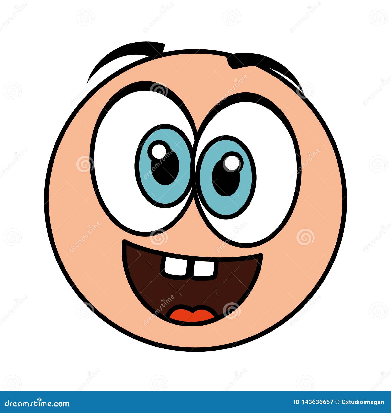 Cute Emoticon with Crazy Face Stock Vector - Illustration of happiness ...