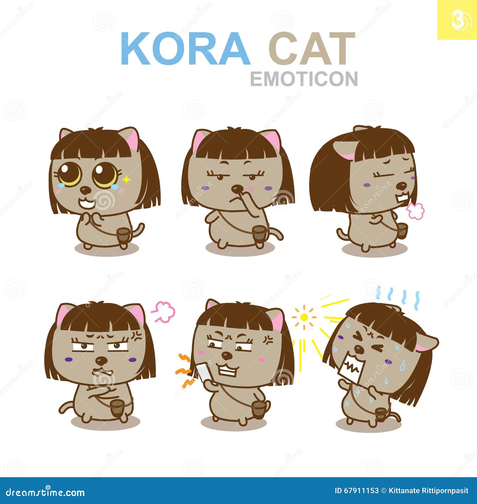 Cute Emoticon Design - Cat Set Stock Vector - Illustration of emotions ...
