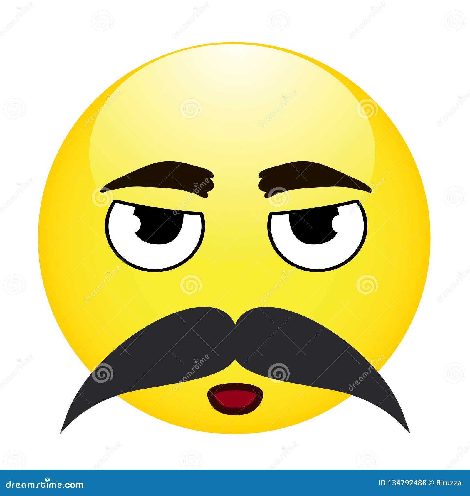 Cute Emoticon with Moustache on White Background. Isolated Vector ...