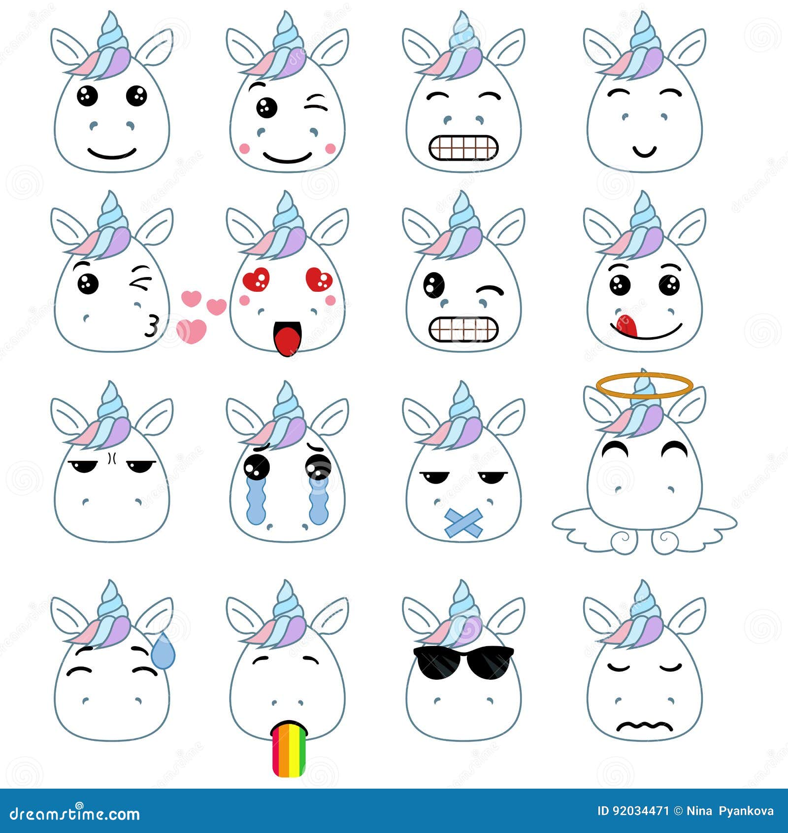 Cute emoticons set stock vector. Illustration of beauty - 92034471