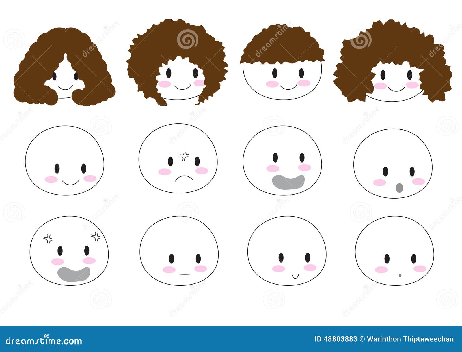 Cute emotion faces stock vector. Illustration of cute - 48803883