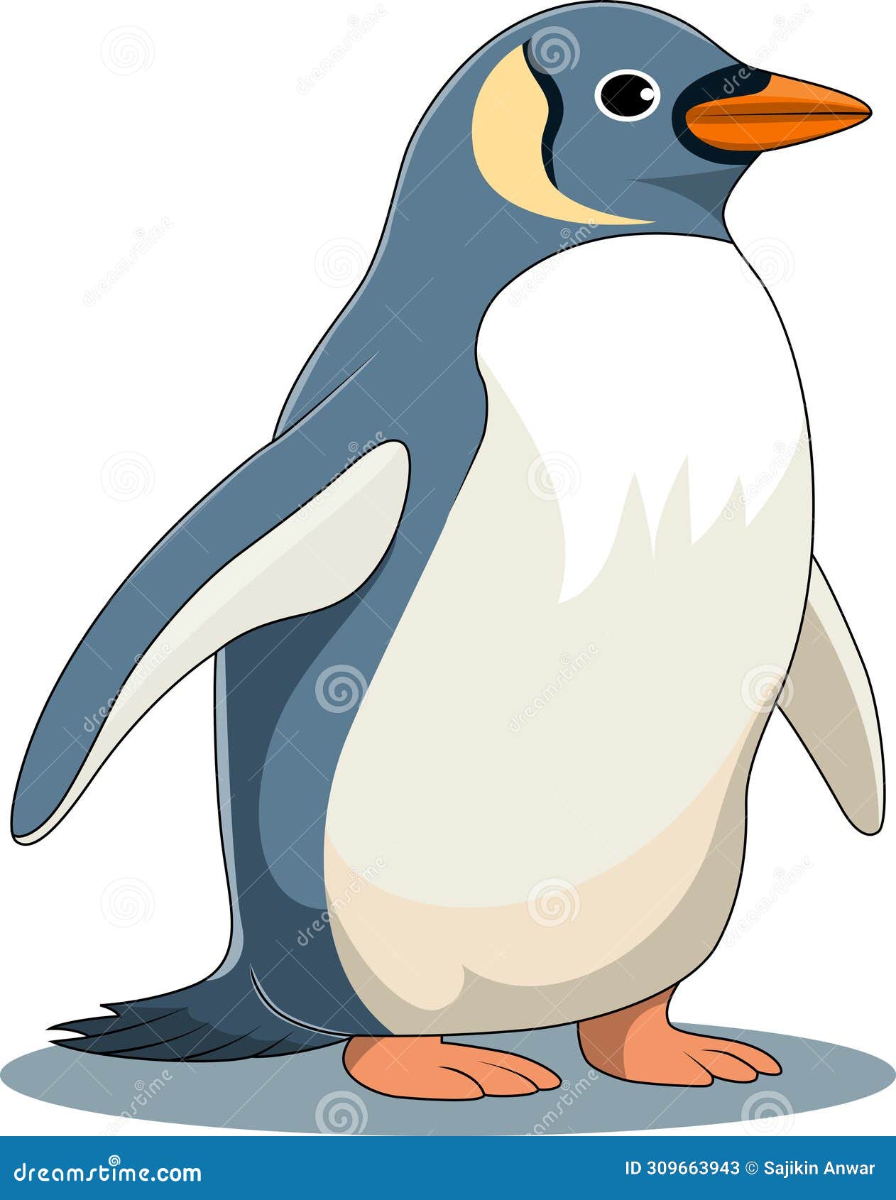 Cute Emperor Penguin Standing Isolated On White Background Cartoon ...