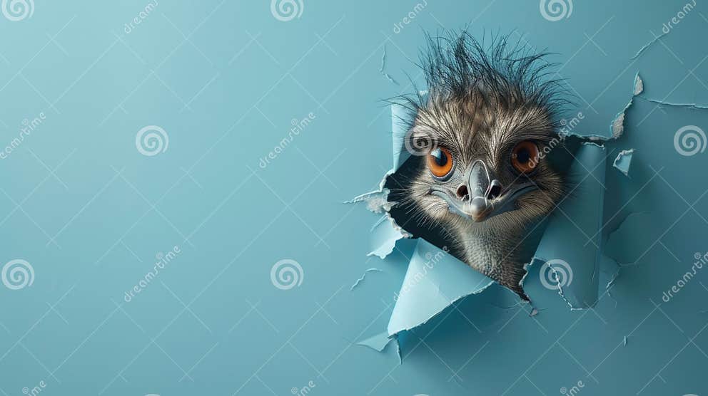 Cute Emu Peeking through a Hole Stock Illustration - Illustration of ...