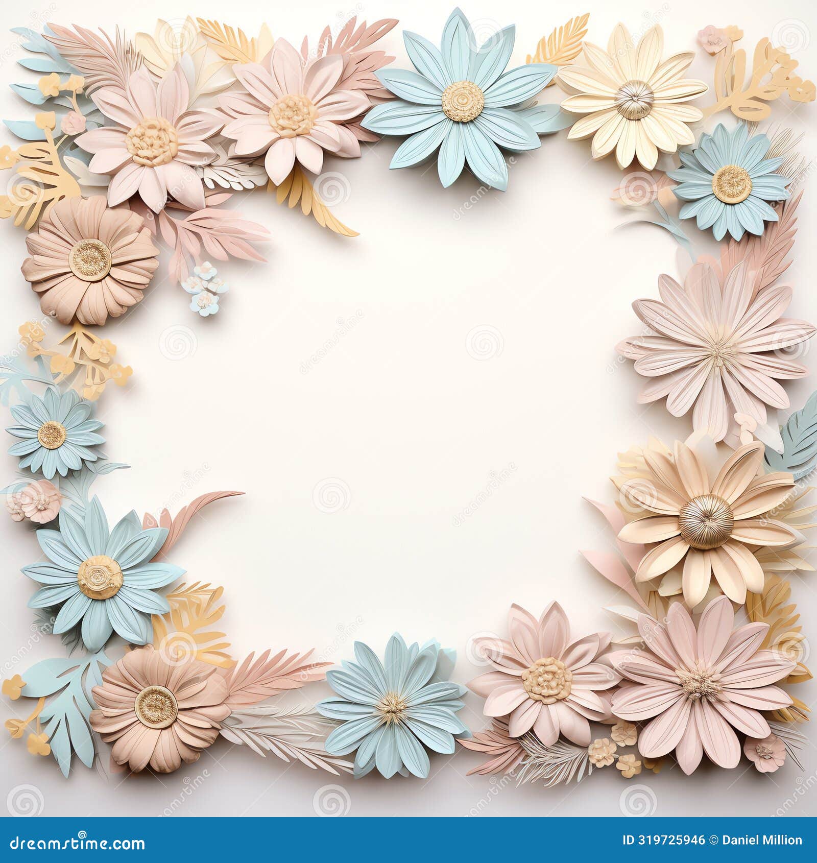 Cute Enchanted Daisy Frame Floral Frame Watercolor Stock Illustration ...