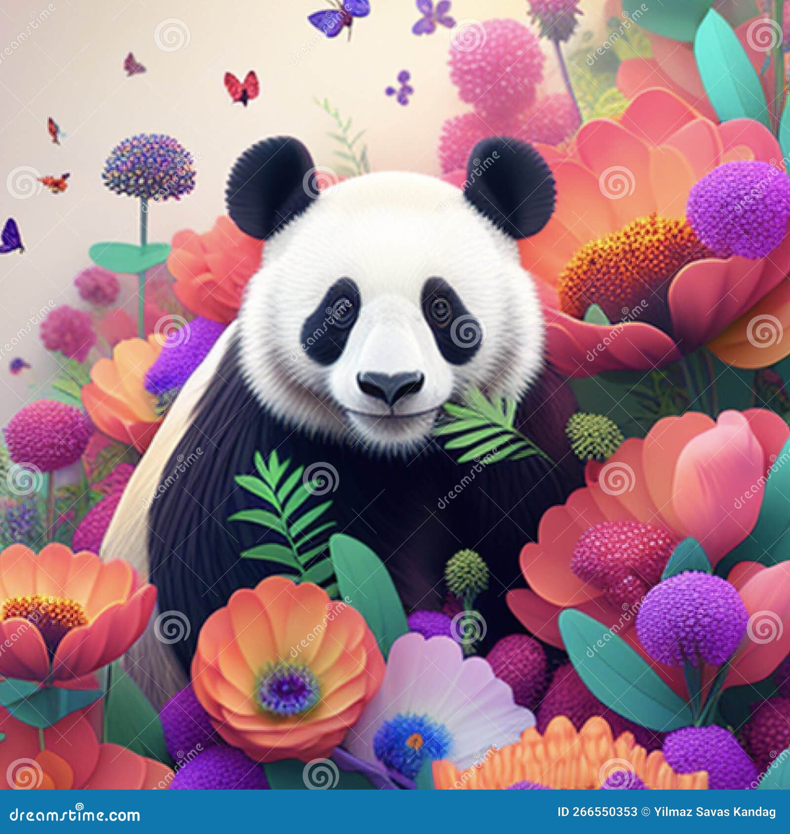 Cute Endangered Panda. Artificial Intelligence Drawing. Royalty-Free ...