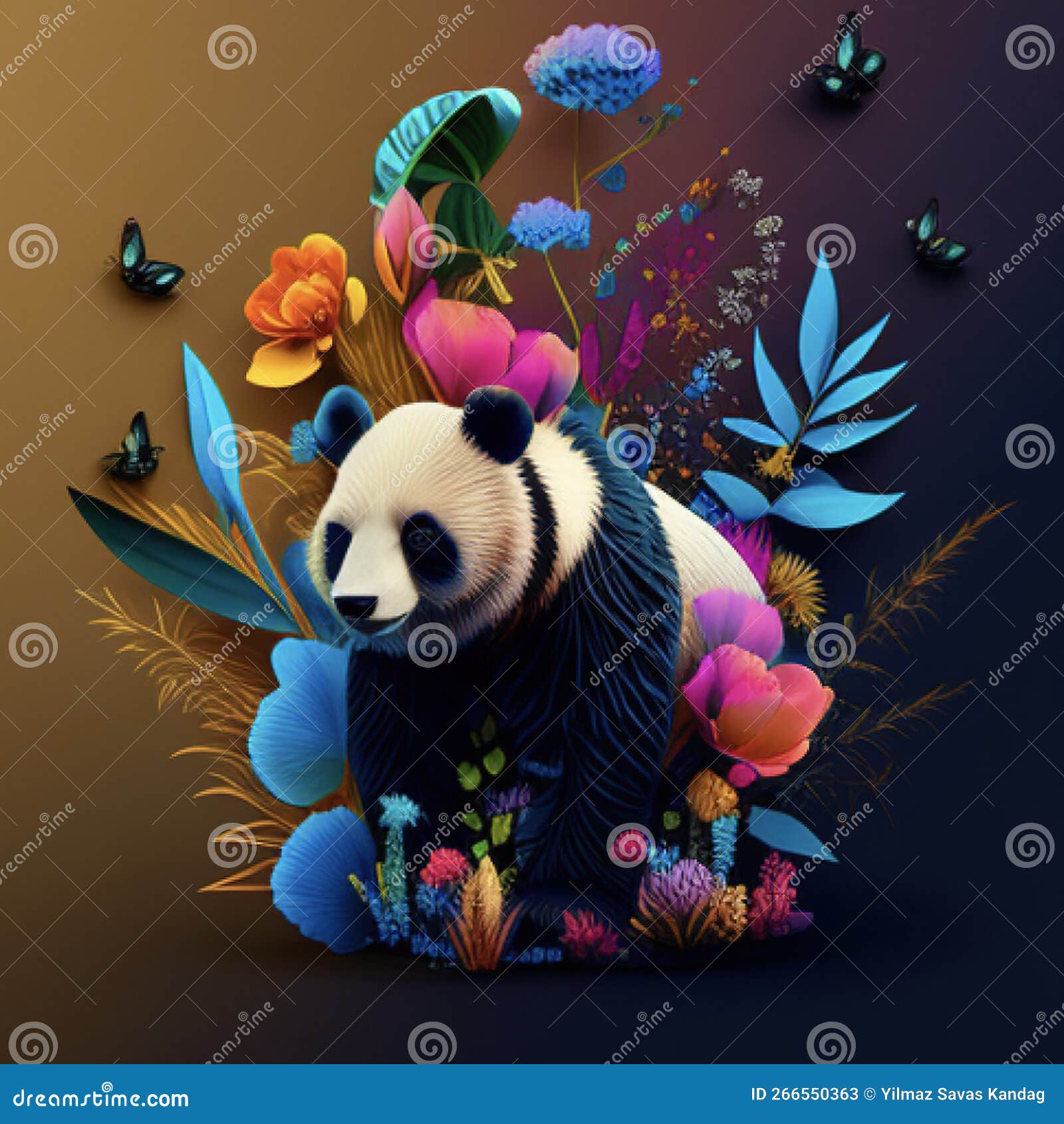 Cute Endangered Panda. Artificial Intelligence Drawing Stock ...
