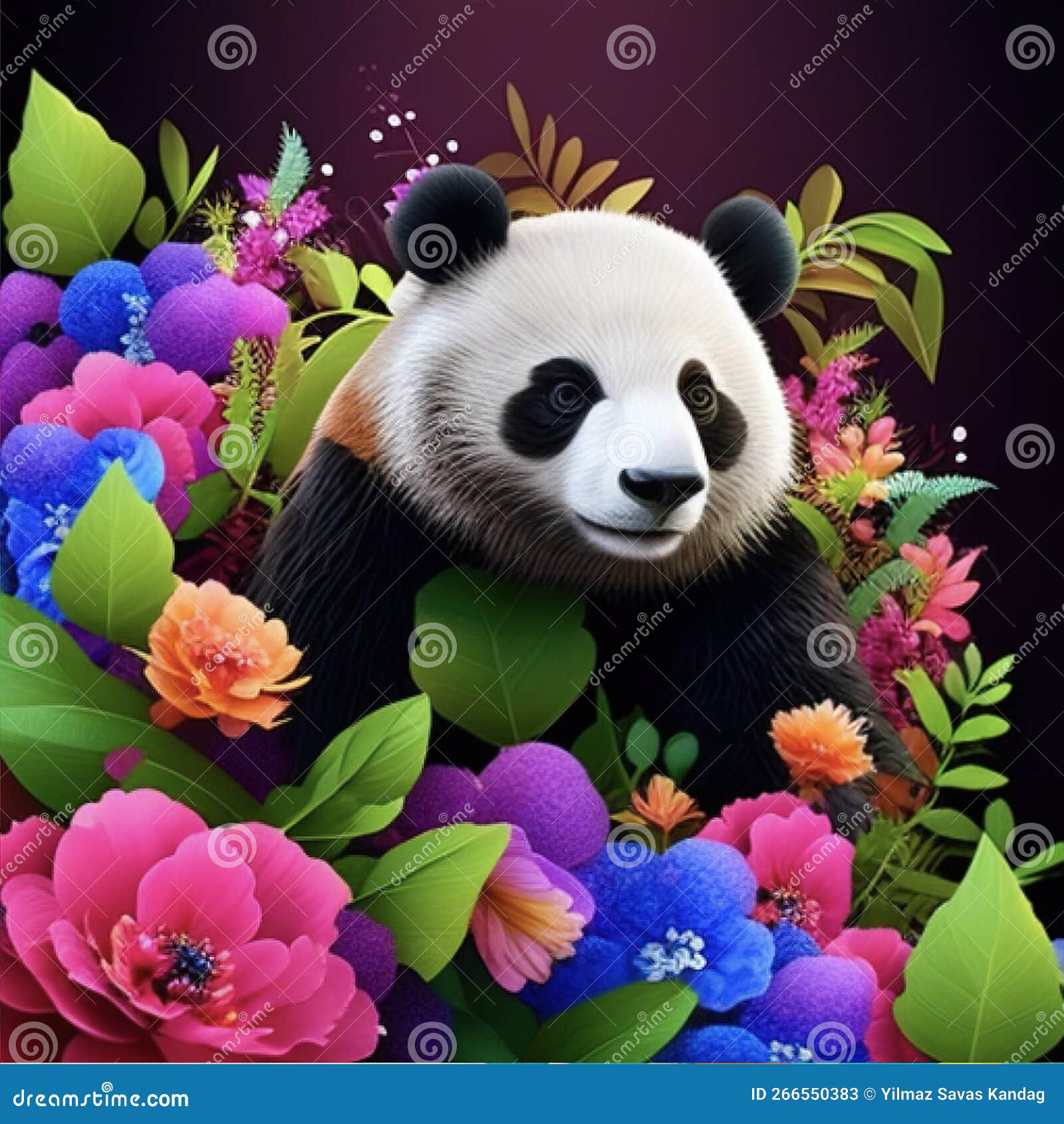 Cute Endangered Panda. Artificial Intelligence Drawing. Royalty-Free ...