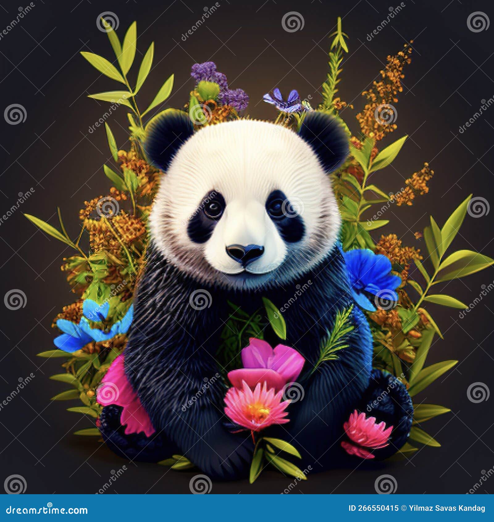 Cute Endangered Panda. Artificial Intelligence Drawing. Royalty-Free ...