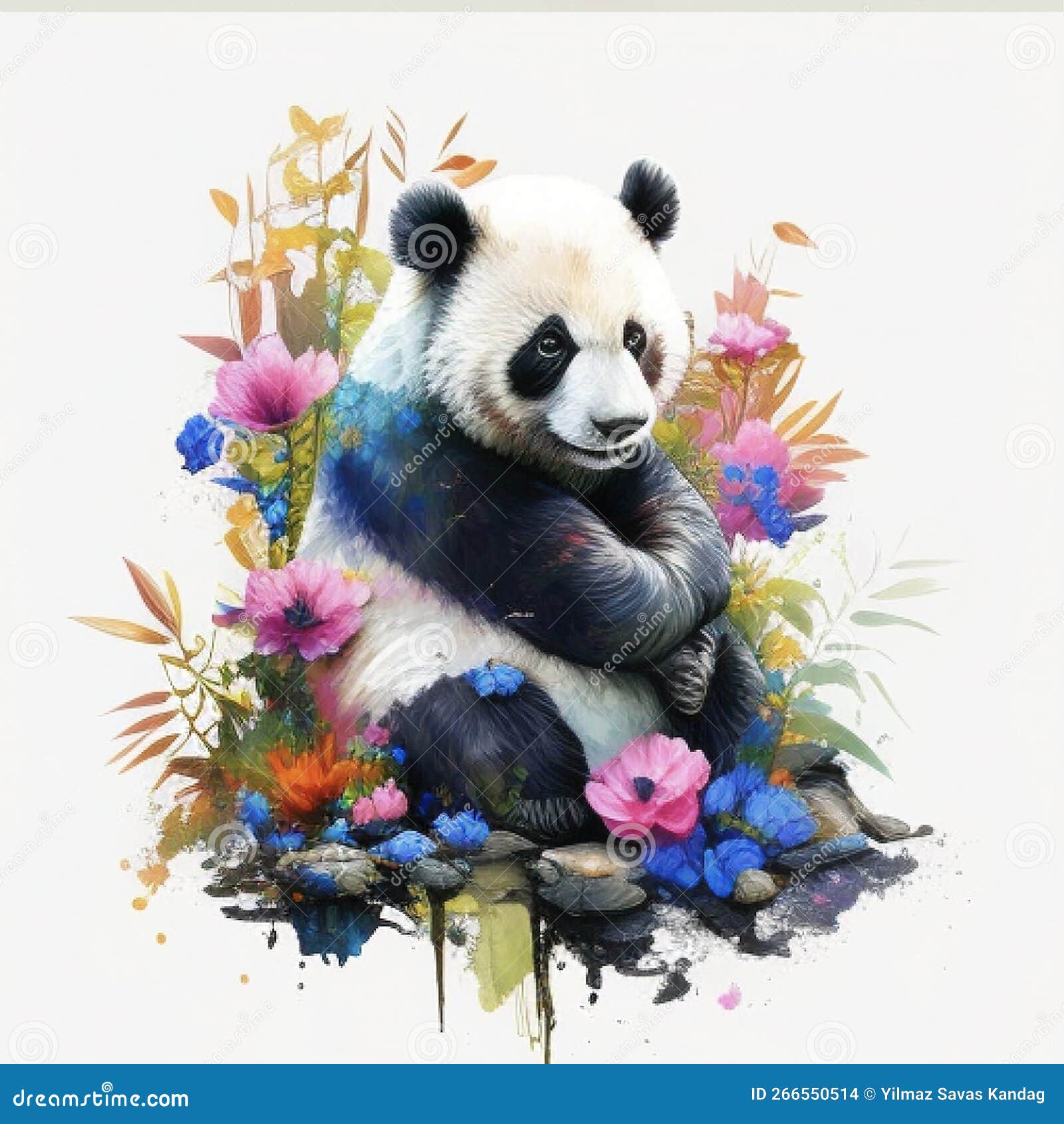 Cute Endangered Panda. Artificial Intelligence Drawing Stock ...