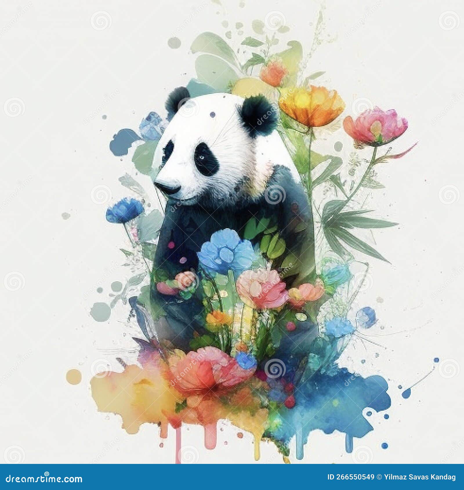 Cute Endangered Panda. Artificial Intelligence Drawing Stock ...