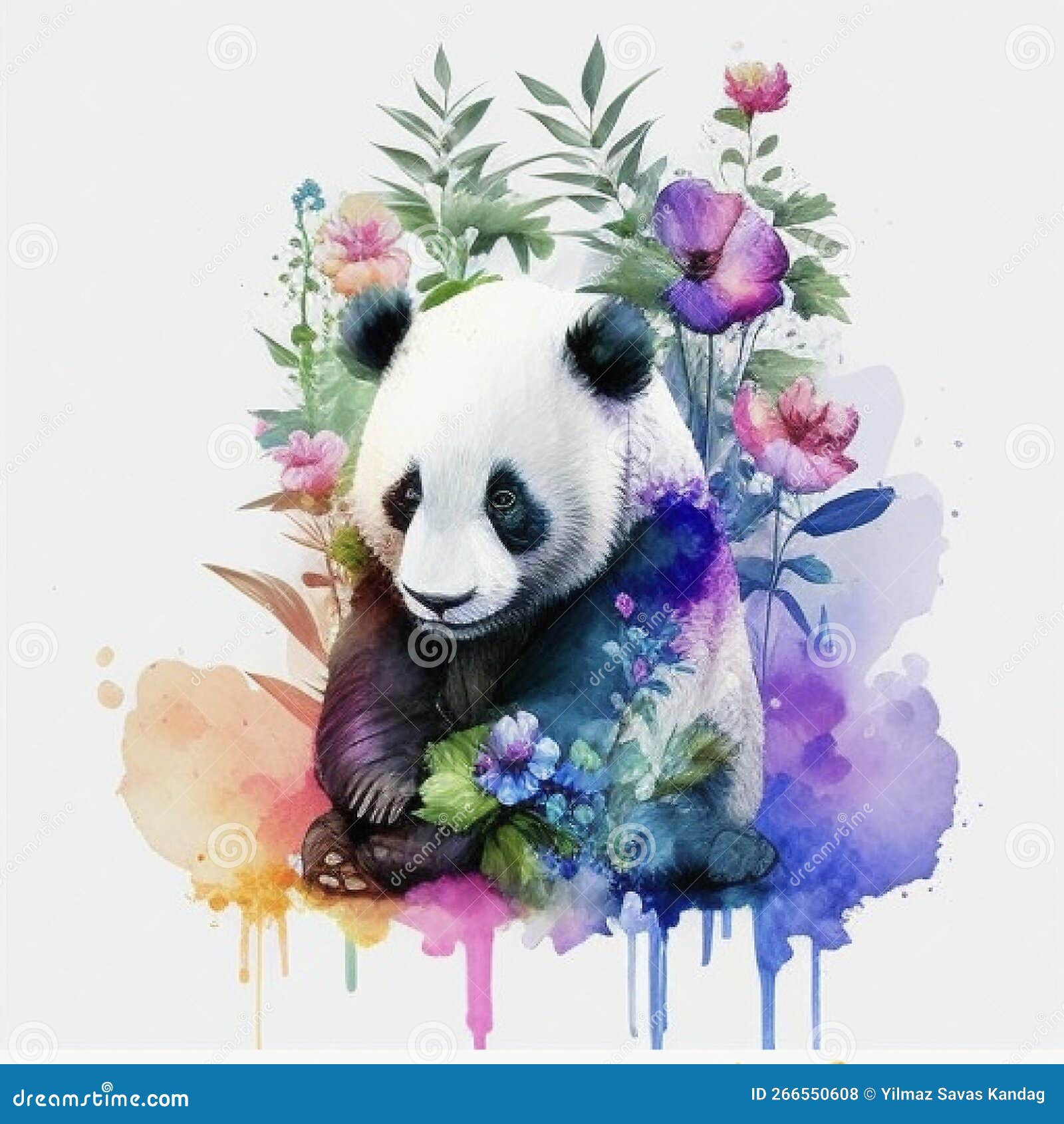 Cute Endangered Panda. Artificial Intelligence Drawing Stock ...