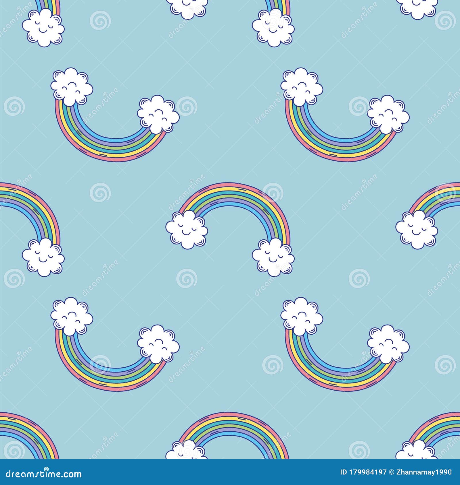 Cute Endless Doodle Rainbow Pattern Stock Vector - Illustration of ...