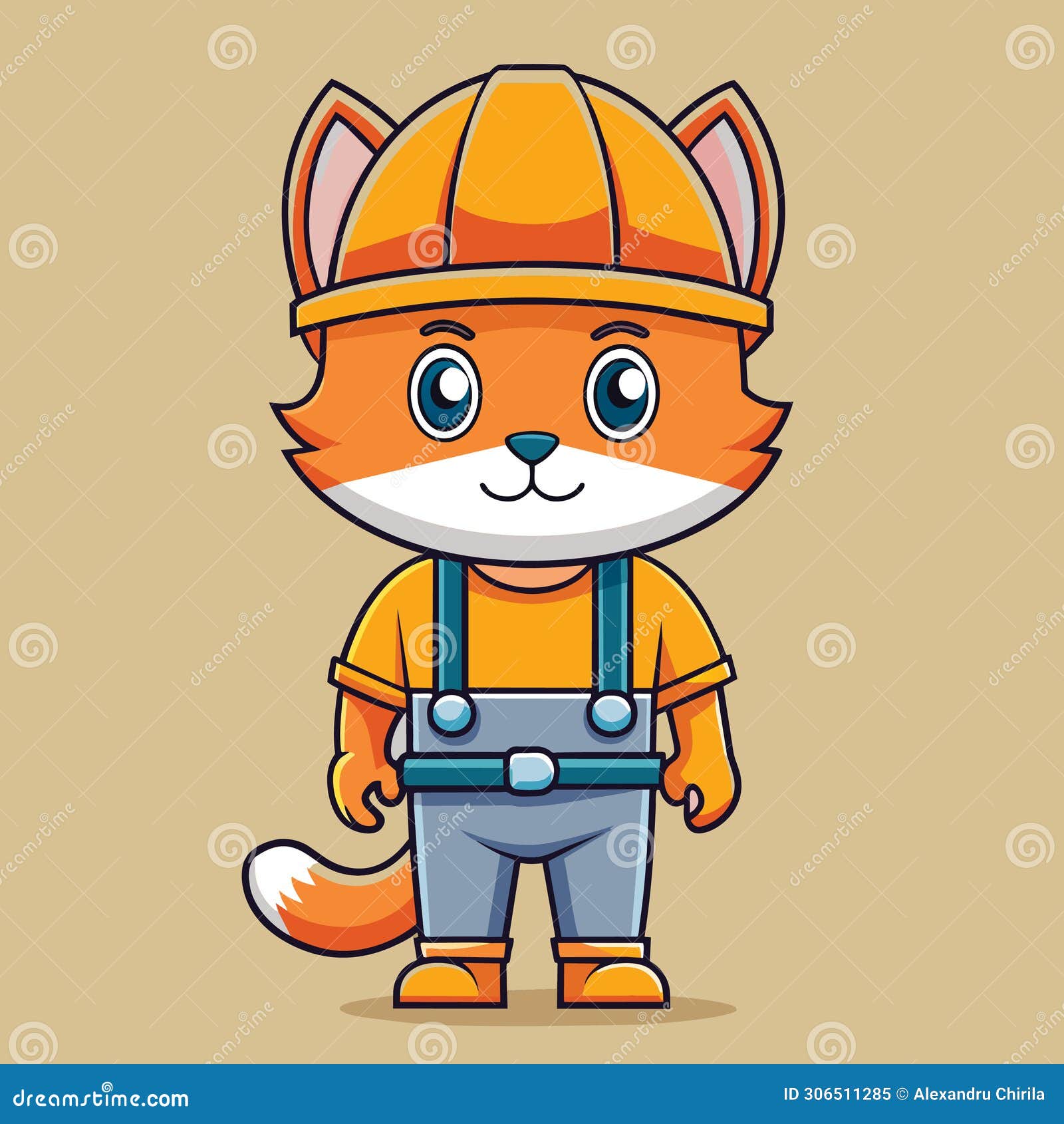 Cute Engineer Cat Cute Antropomorphic Vector EPS Stock Vector ...