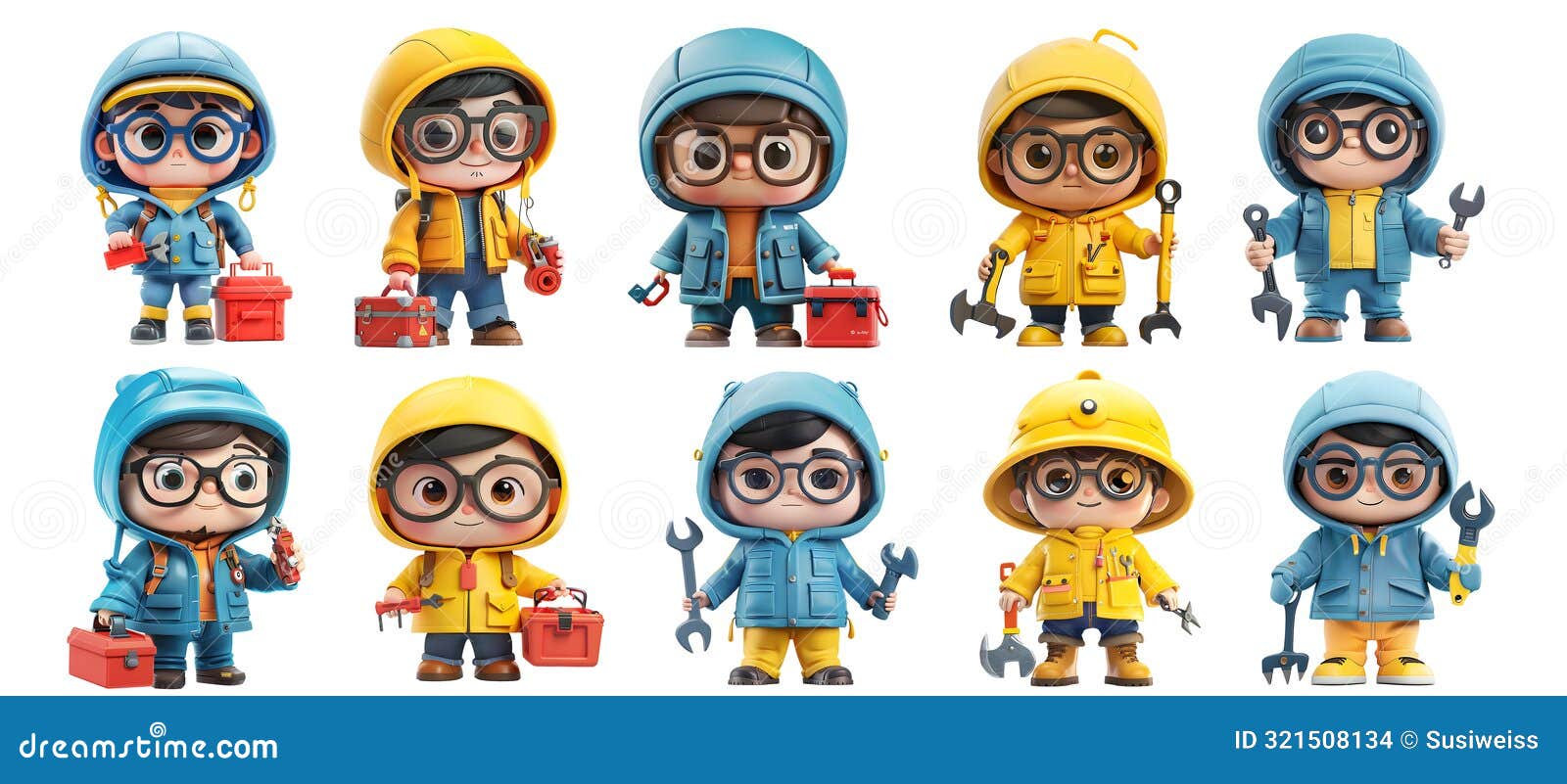 Emoji Engineer Emoticon Characters Vector Set. Emojis 3d Contractor ...