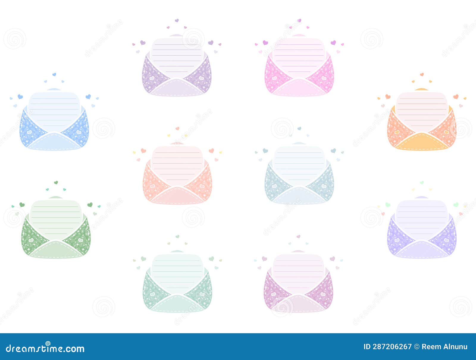Cute Envelope Frames Cards Letters with Pastel Coloring for Writing ...
