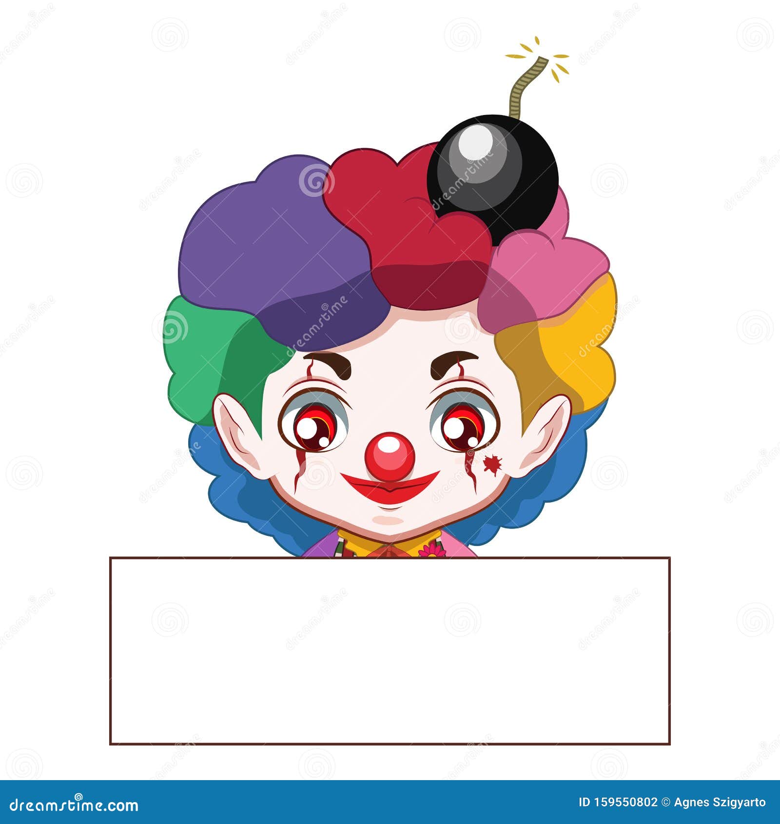 Cute Evil Clown with a Banner Stock Vector - Illustration of blank ...