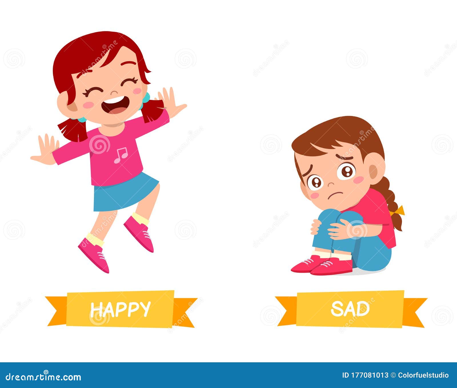 Cute Example of Opposite Word Antonym for Kid Stock Vector ...