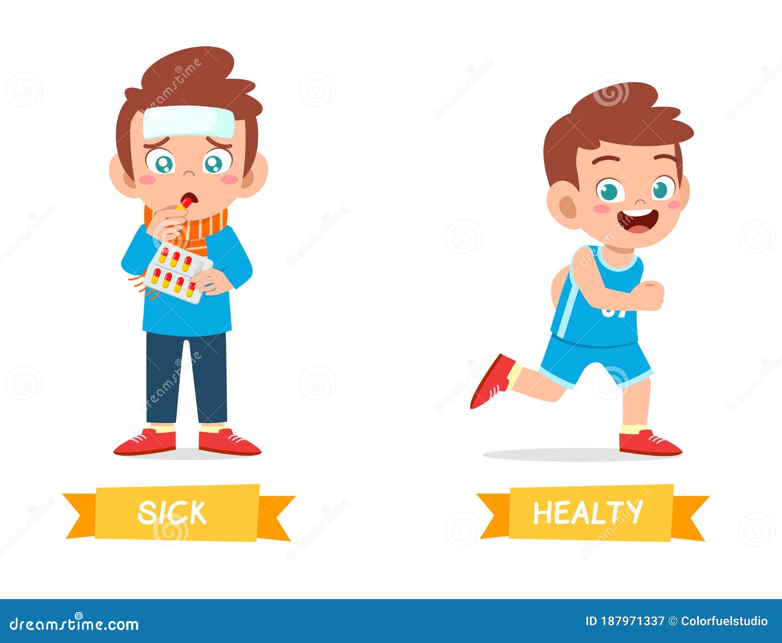 Cute Example of Opposite Word Antonym for Kid Stock Vector ...