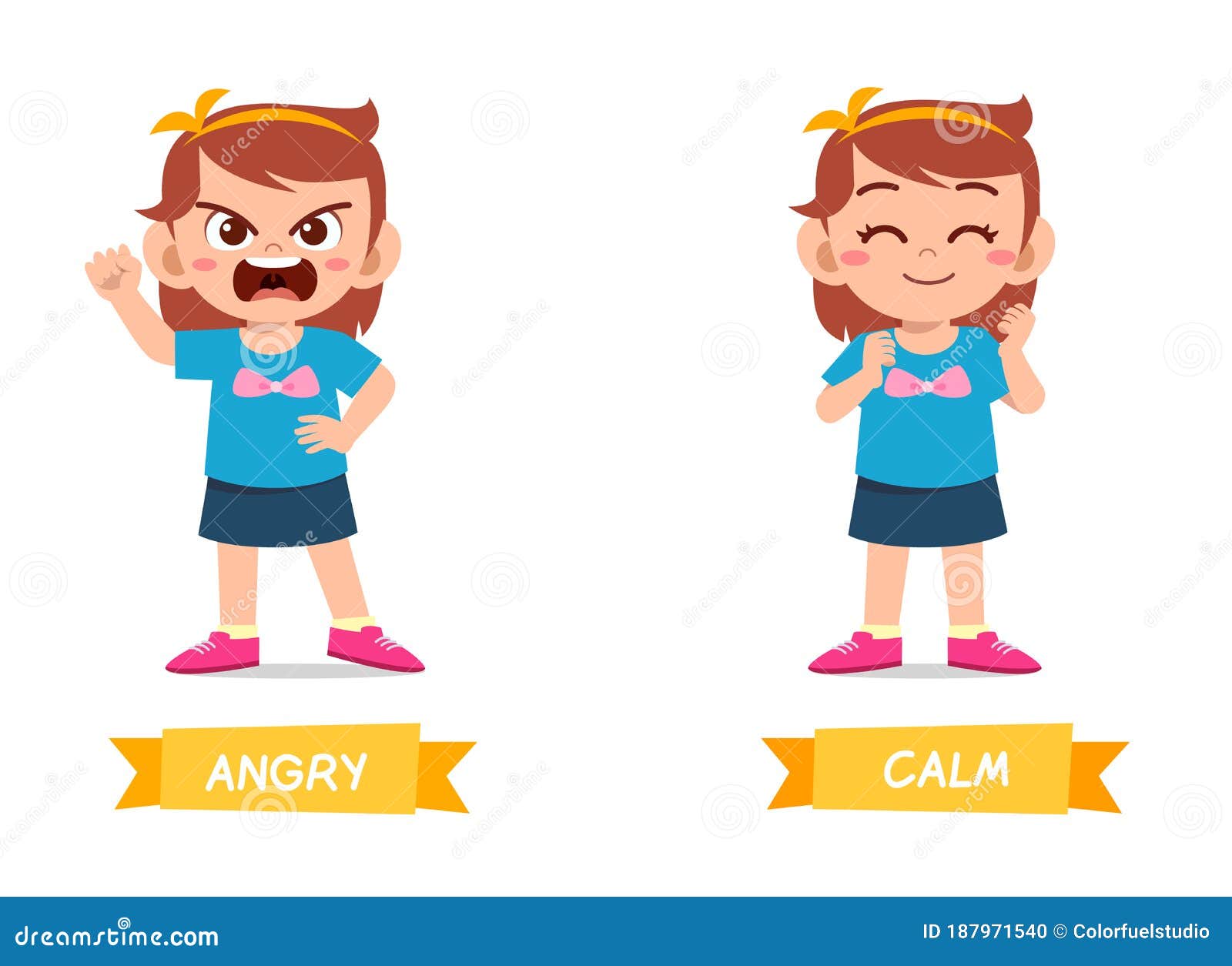 Cute Example of Opposite Word Antonym for Kid Stock Vector ...